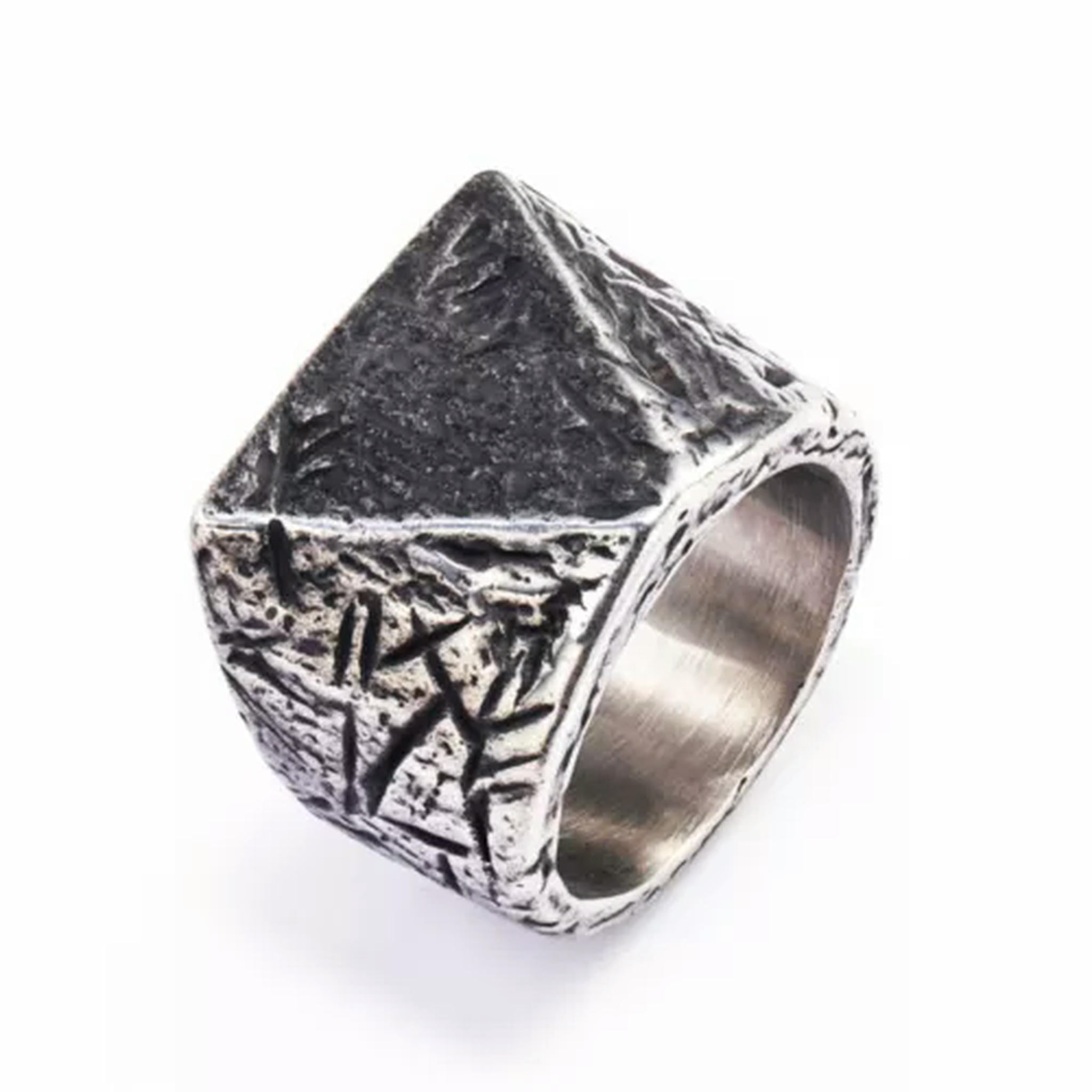 K-KED Retro Triangle Vintage Wedding Signet Ring Stainless Steel Men's ...