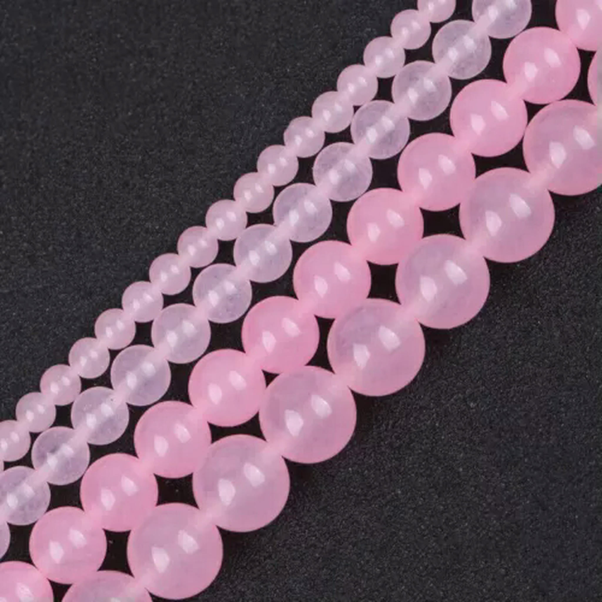 K-KED Rose Pink Jade Round Beads For Delicate Jewelry Making Strand 15" 6mm 8mm 10mm 12mm 14mm ...
