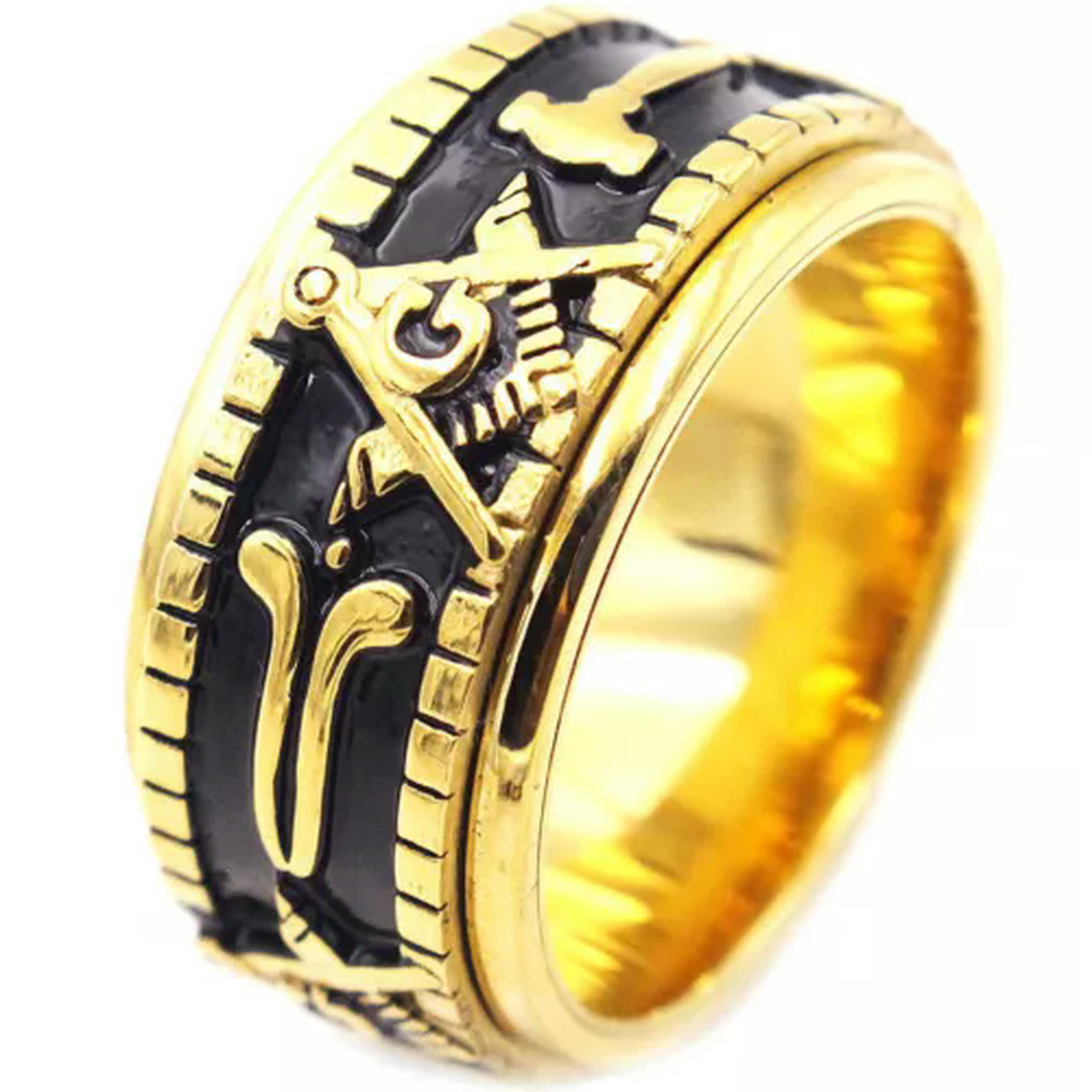 K-KED Rotatable Freemason Masonic Wedding Band Ring Stainless Steel ...