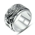K-KED S925 Silver Rui Dragon Pattern Rotated Wide Face Dominant Index Finger Rings-8 - Walmart.com