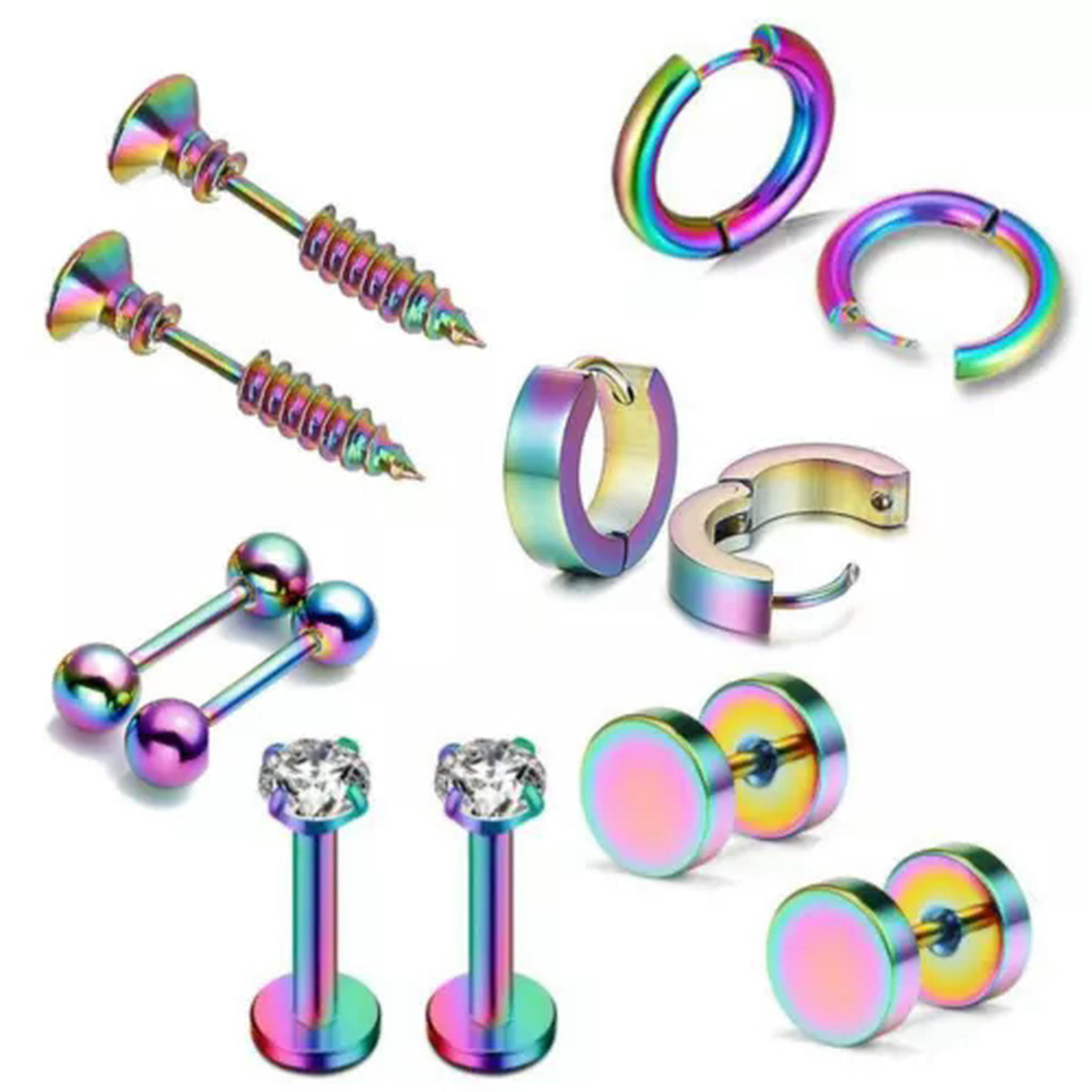 K-KED Set of 12 Industrial Scaffold Bar Ear Piercing Straight Barbell ...