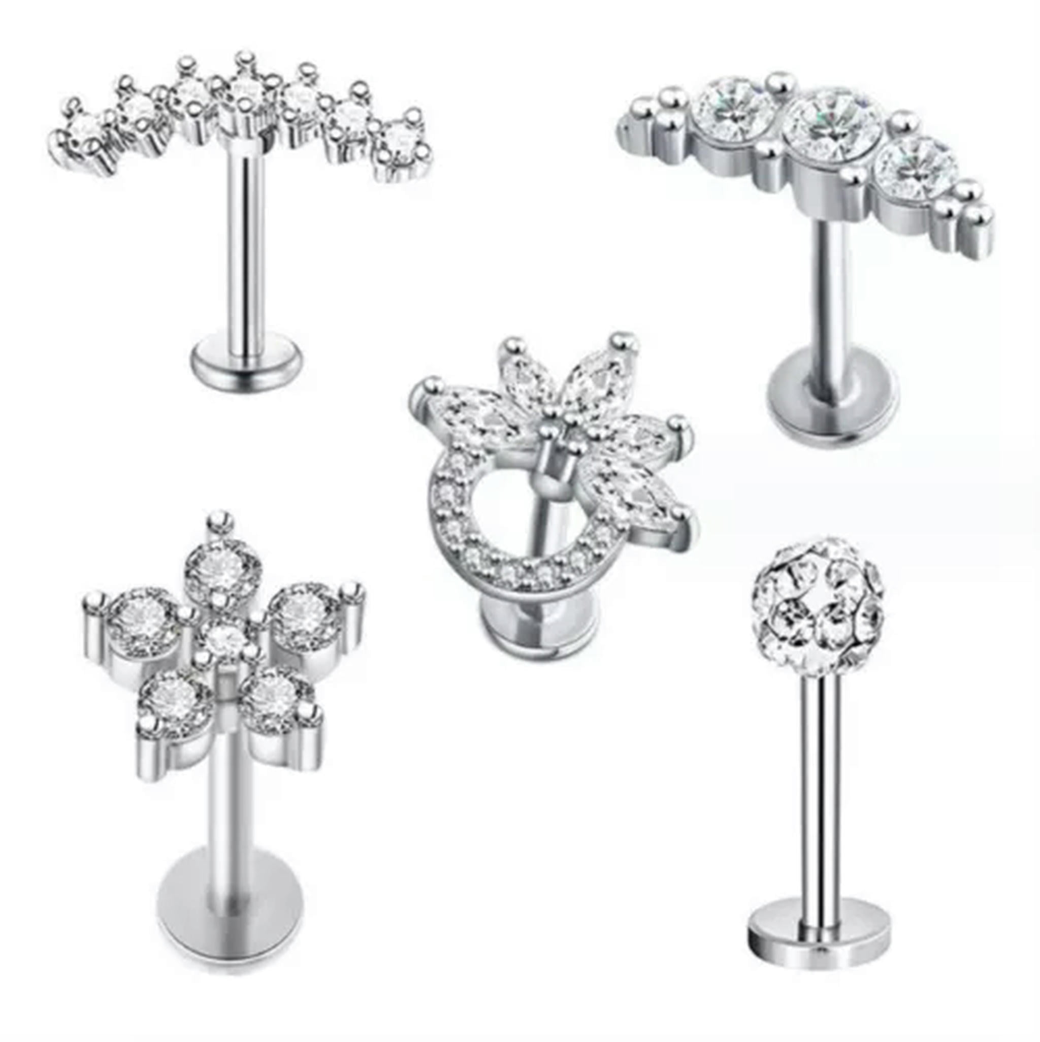 K-KED Set of 5 Industrial Scaffold Bar Ear Piercing Straight Barbell ...