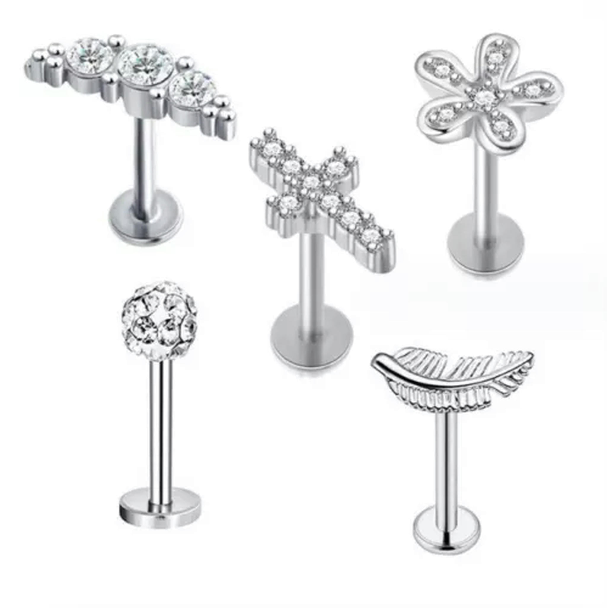 K-KED Set of 5 Industrial Scaffold Bar Ear Piercing Straight Barbell ...