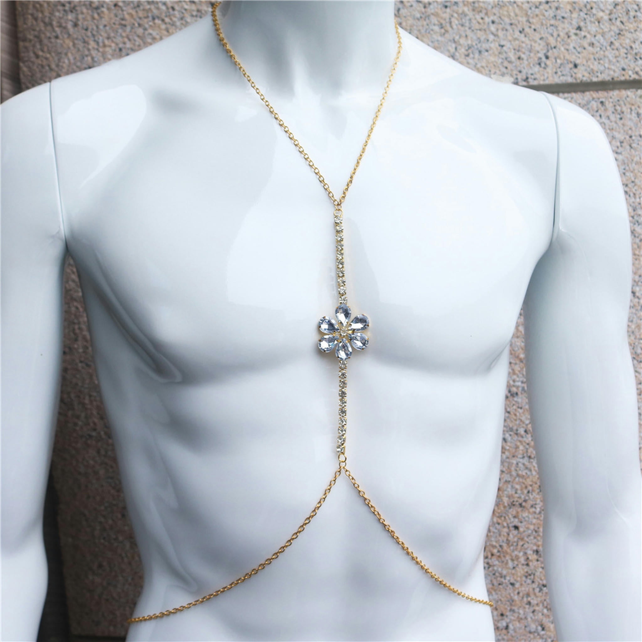 K-KED Sexy Diamond Chest Chain Flower Shaped Water Diamond Body Chain ...
