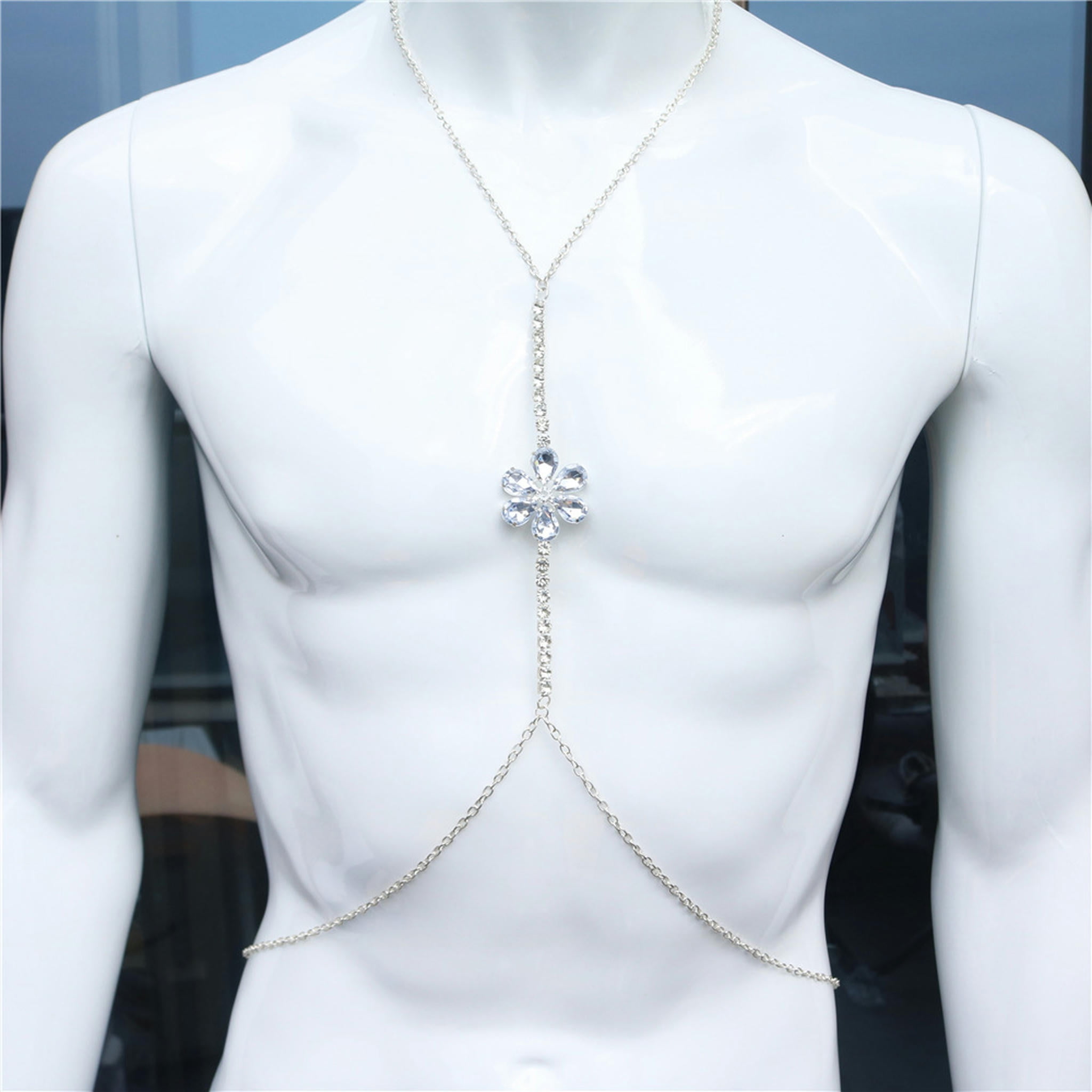 K-KED Sexy Diamond Chest Chain Flower Shaped Water Diamond Body Chain ...