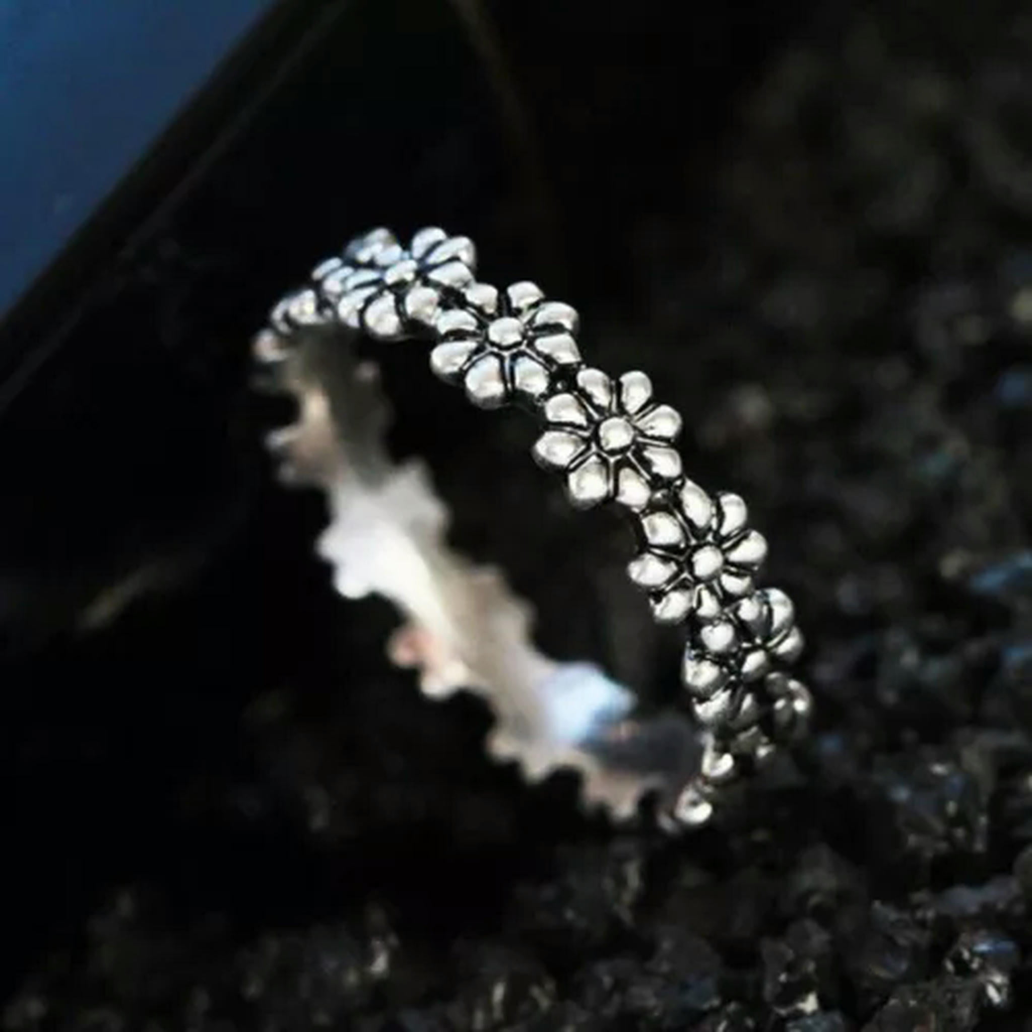 K-KED Simple Silver Daisy Flower Ring Wedding Party Delicate Jewelry ...