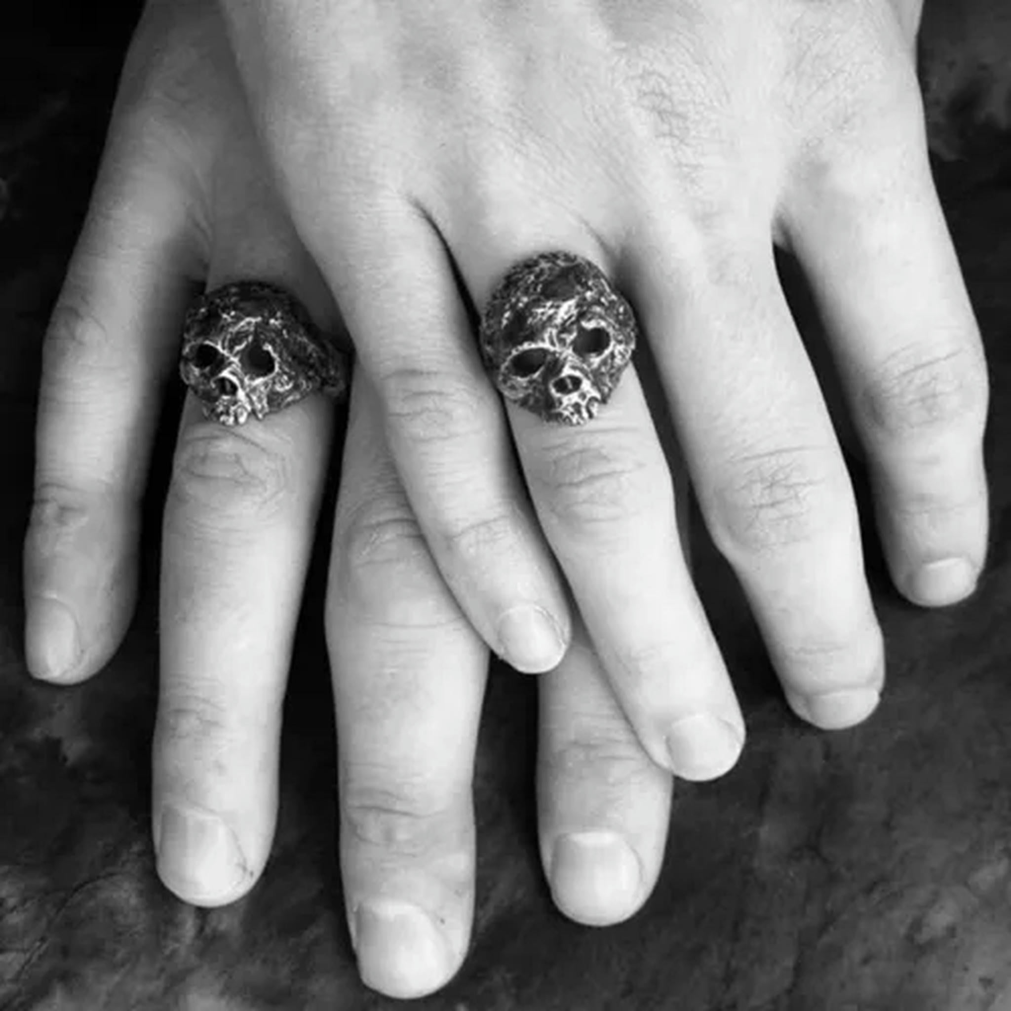 K-KED Simple Stainless Steel Biker Rings Skull Men Silver Gothic Punk ...