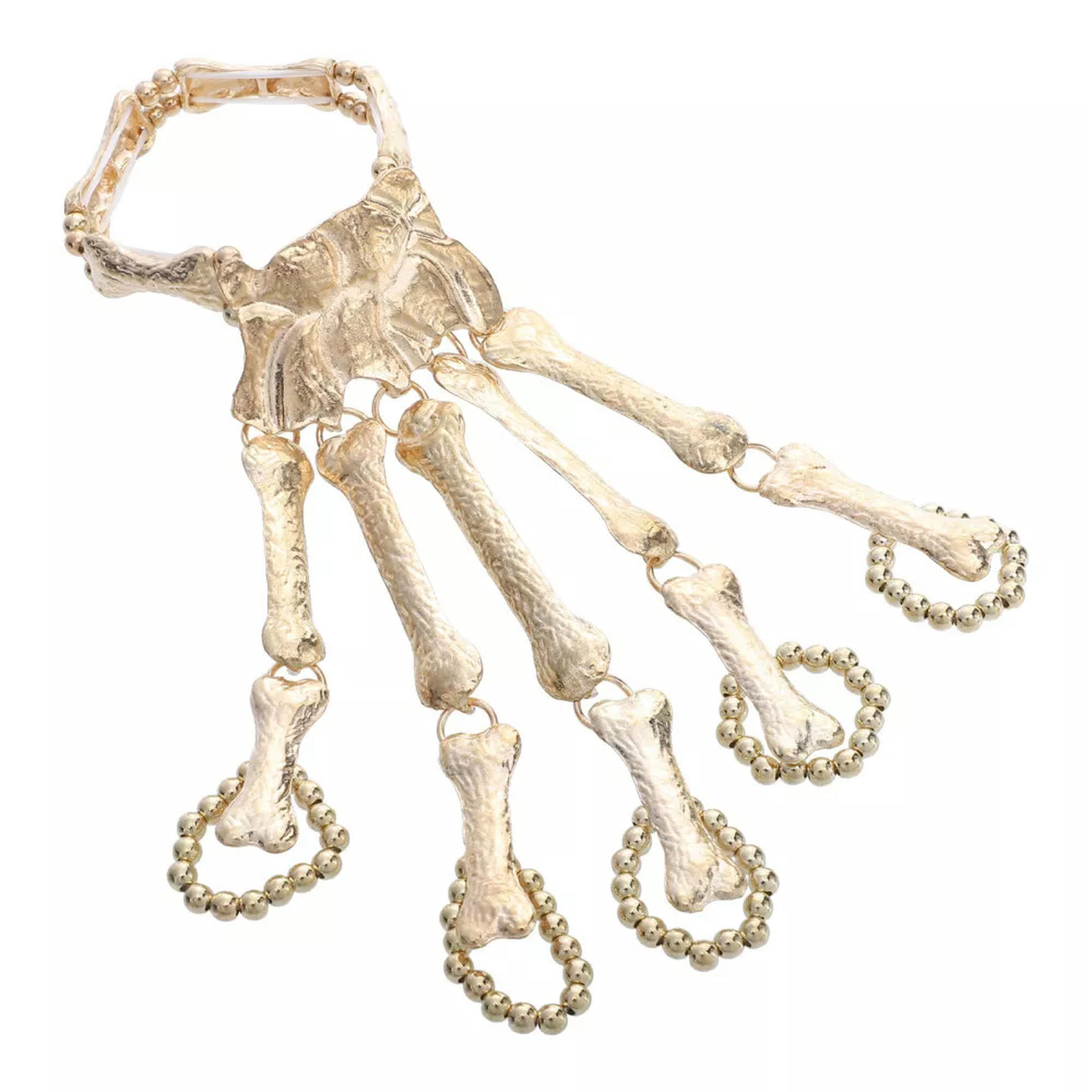 K-KED Skull Finger Skeleton Ring Bracelet Bone Joint Women's Hand Chain ...