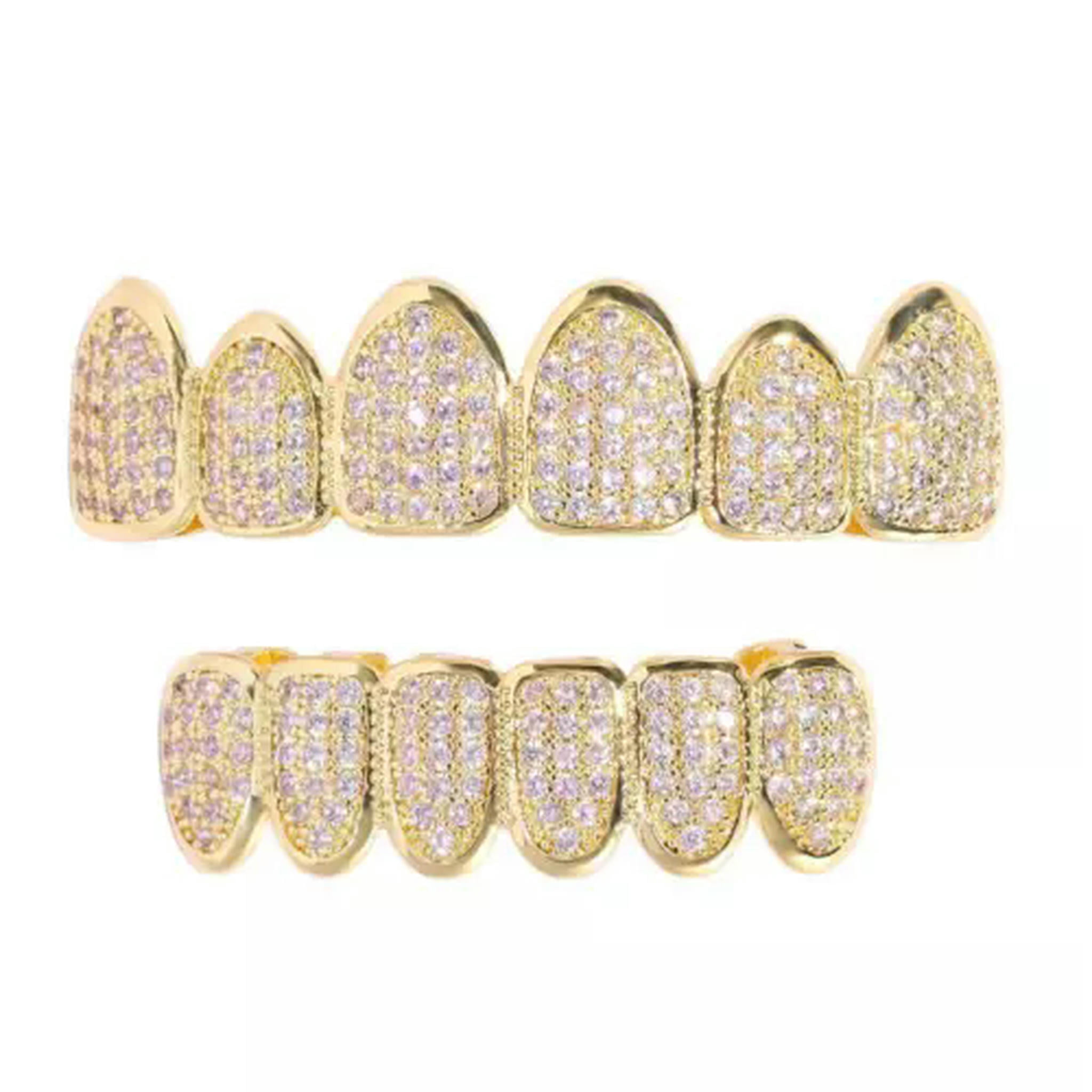 K-KED Solid 925 Silver Simulated Diamonds Custom Grillz Teeth Top ...