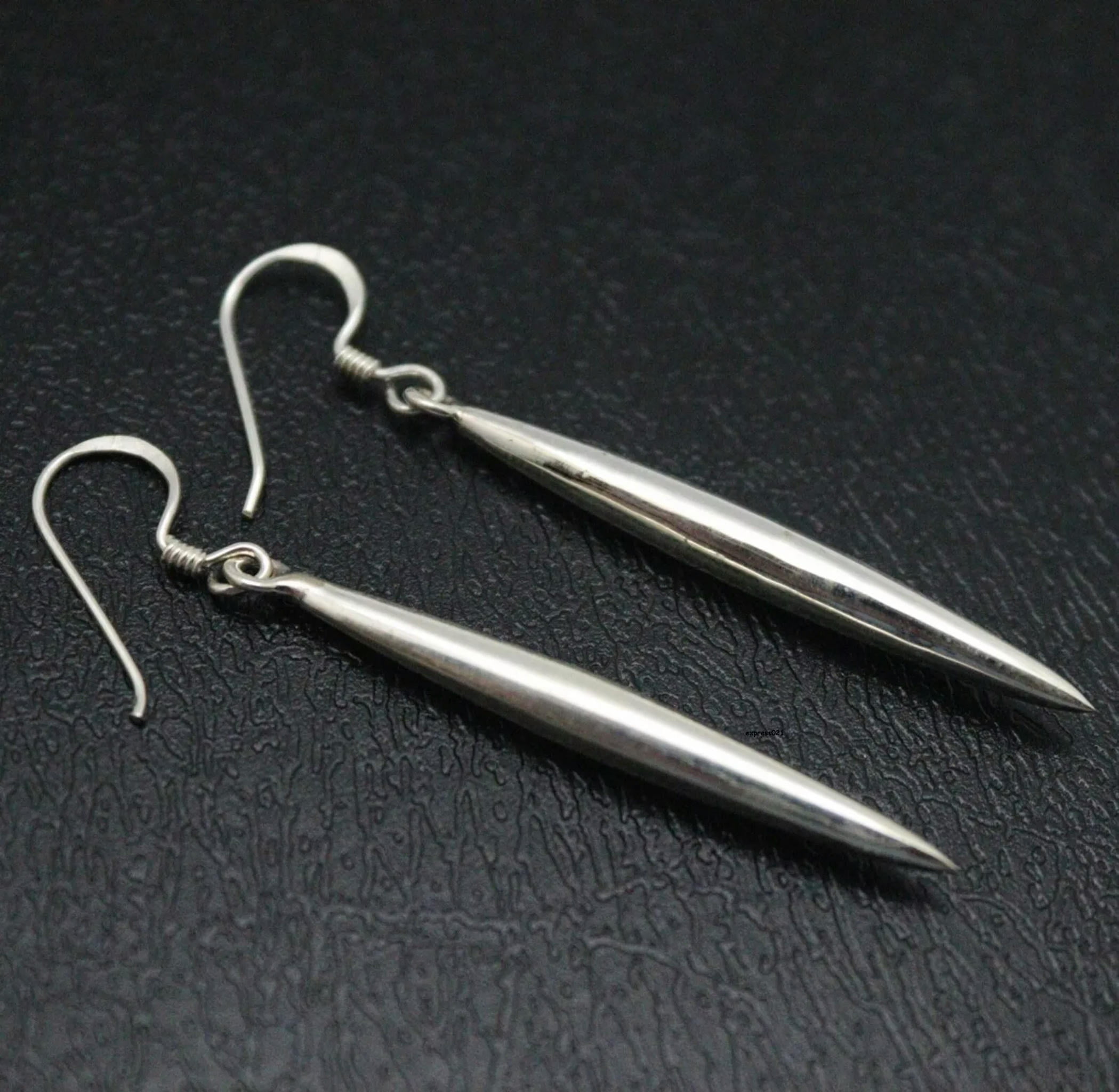 K-KED Solid 925 Sterling Silver Dangle Women Lucky Smooth Long Needle ...