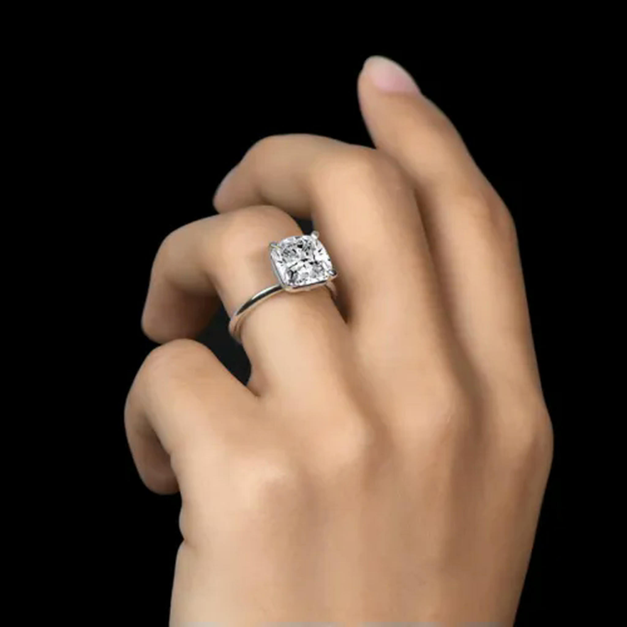 K-KED Solitaire Cushion Cut Engagement Ring Women Sterling Silver 3.5CT Cubic Zirconia - Walmart.com