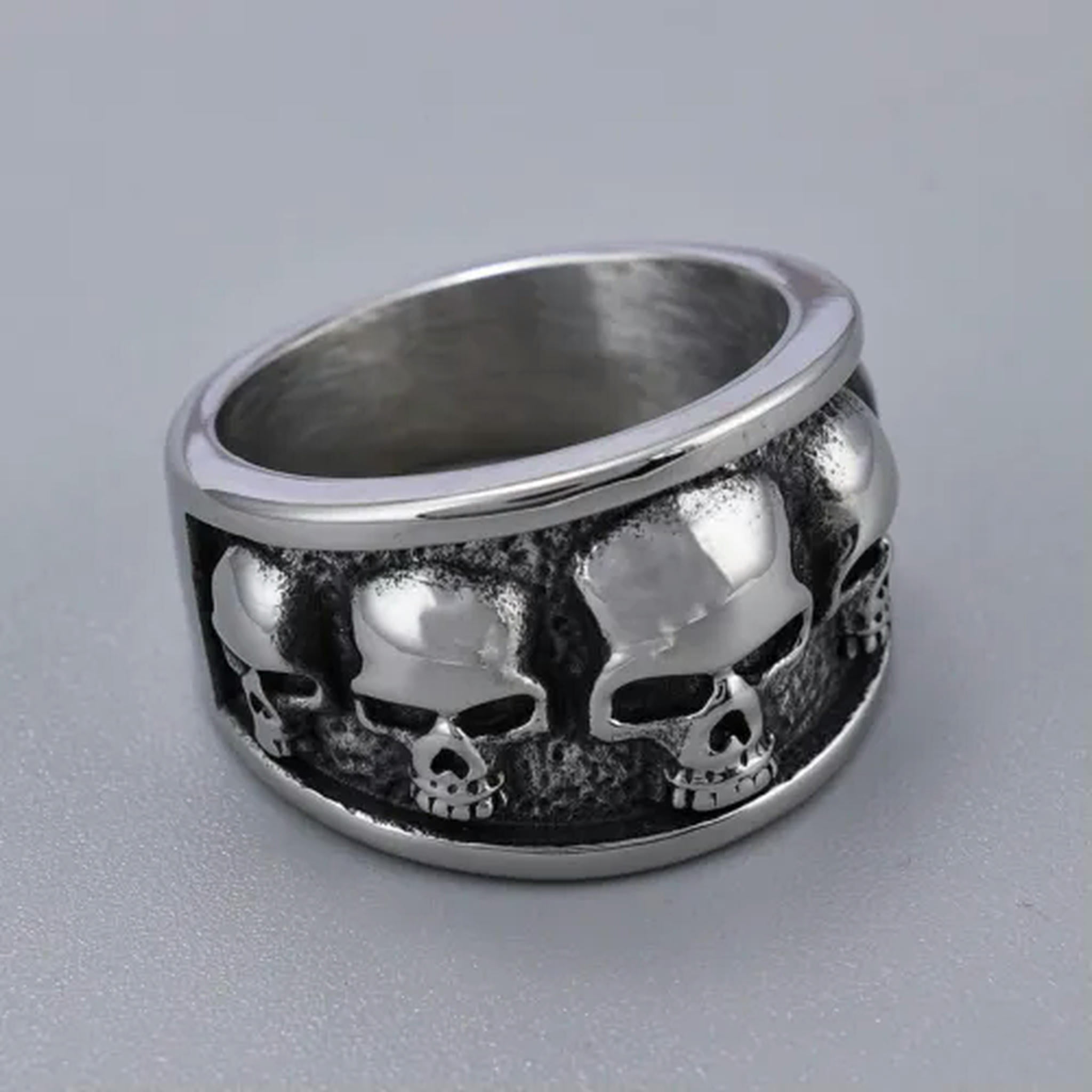 K-KED Stainless Steel Men's Gothic Bike Multi Skull Skull Ring 5-15 ...