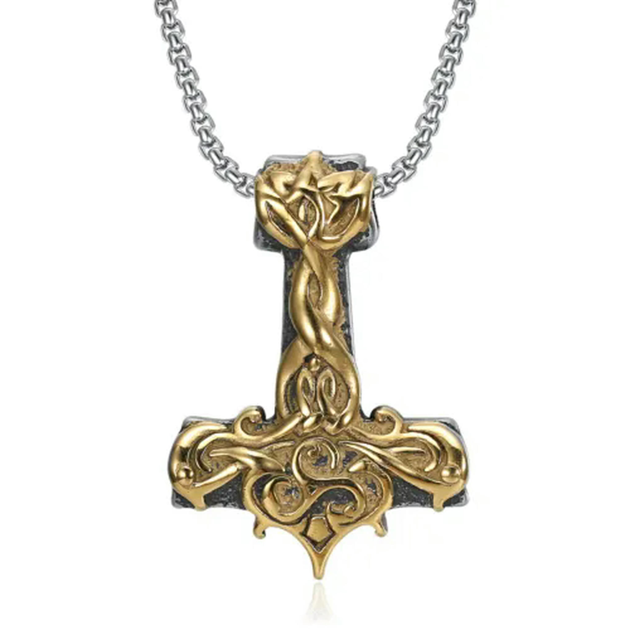 K-KED Stainless Steel Mjolnir Thor Hammer Pendant Necklace Nordic ...