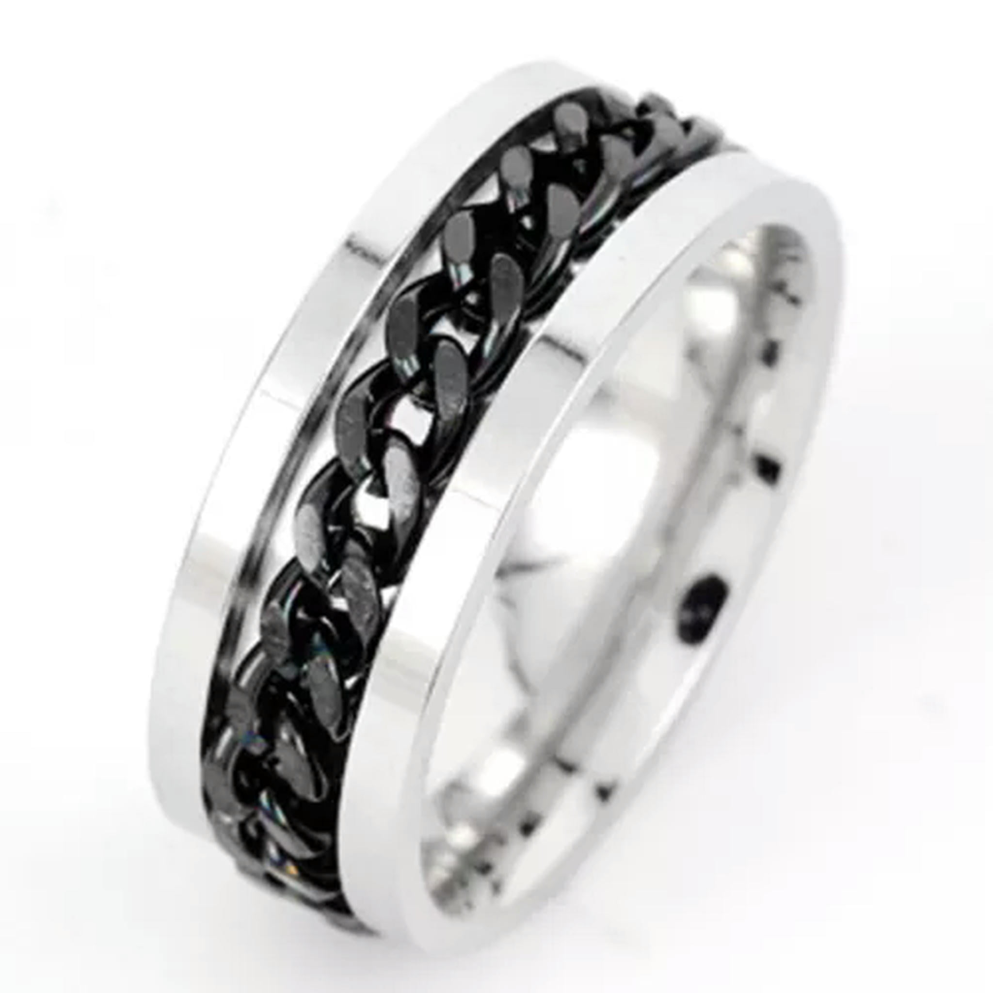 K-KED Stainless Steel Multicolor Rotating Spinner Round Chain Ring ...