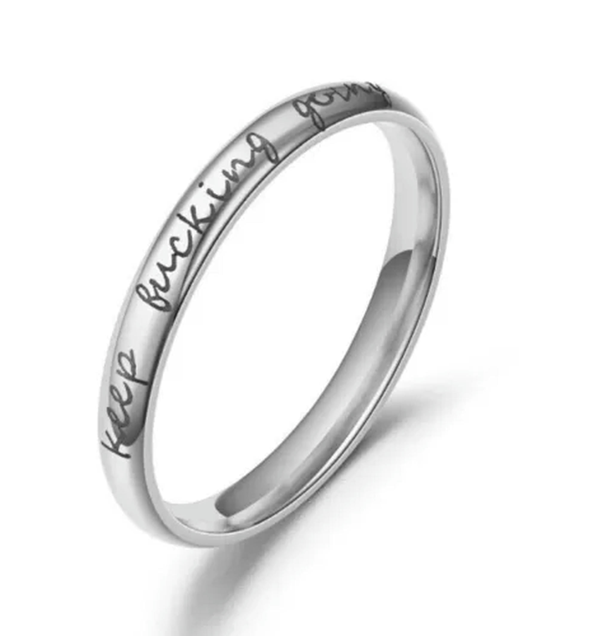 K-KED Stainless Steel Ring Engraved Keep F*cking Going Couple Ring ...