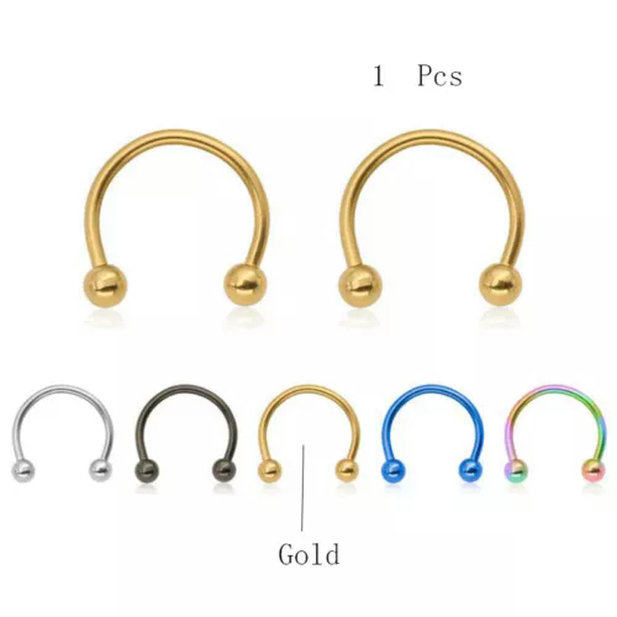 K-KED Stainless Steel U-shaped Ball Nose Ring Body Piercing Delicate ...