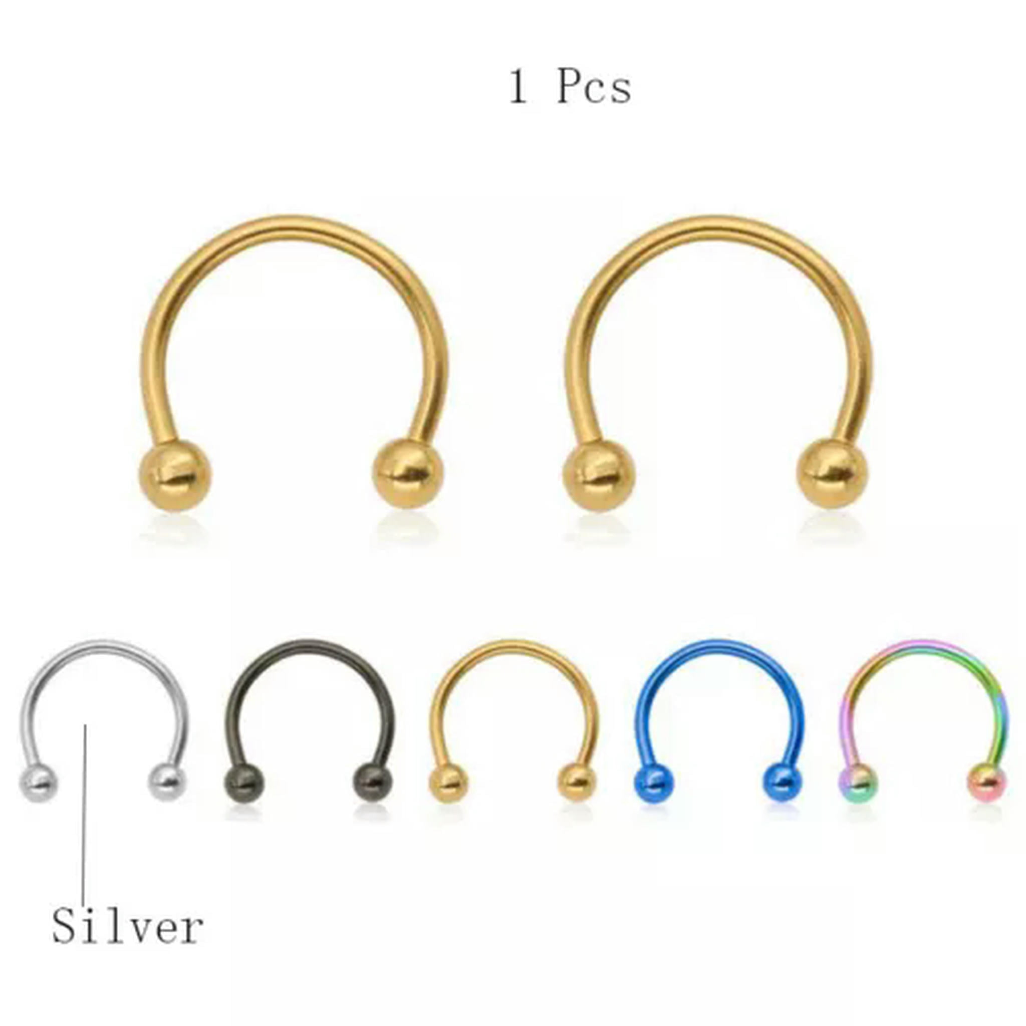 K-KED Stainless Steel U-shaped Ball Nose Ring Body Piercing Delicate ...