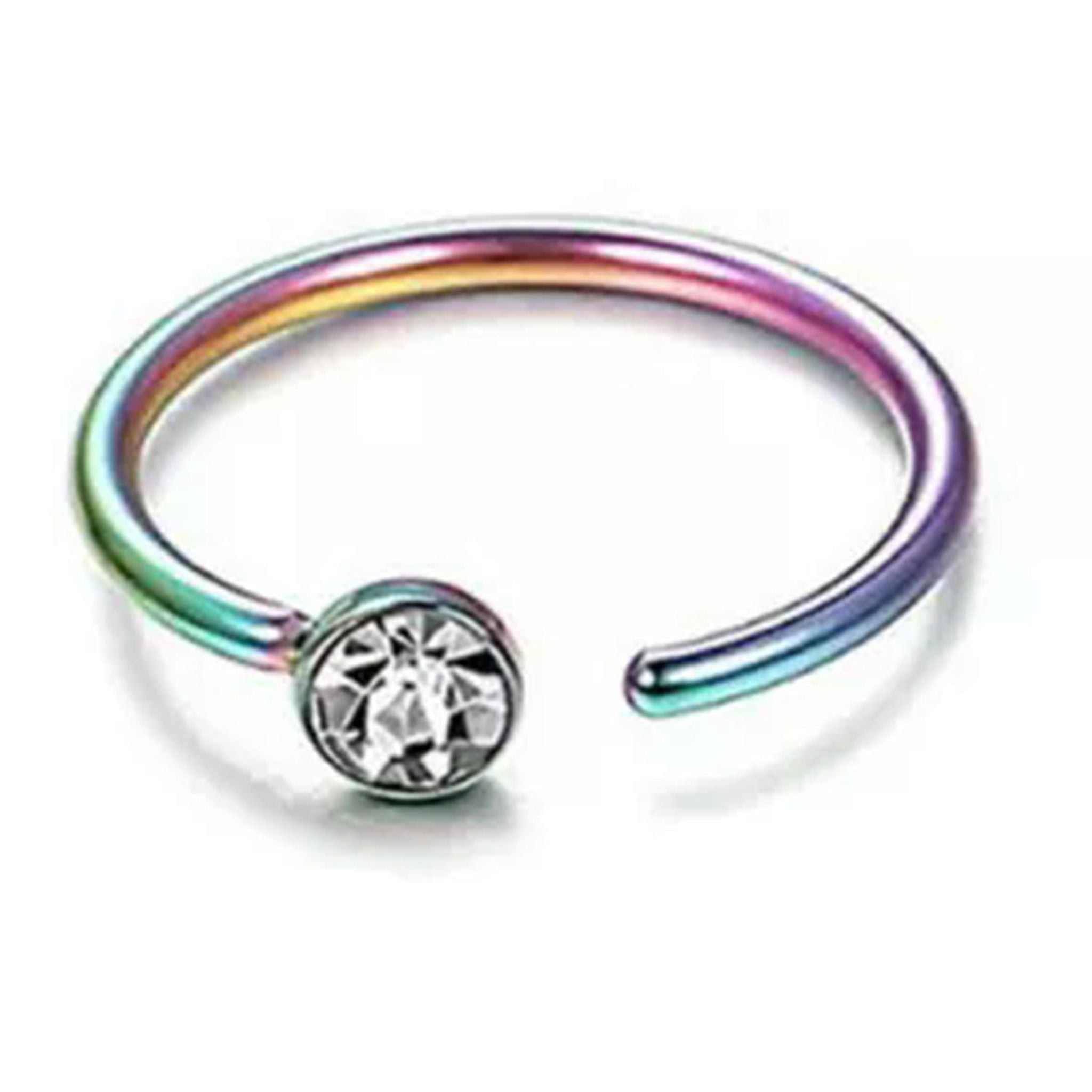 K-KED Surgical Steel Nose Ring Septum Clicker Hinge Segment Ear Helix Tragus Ring Hoop-L-8mm ...