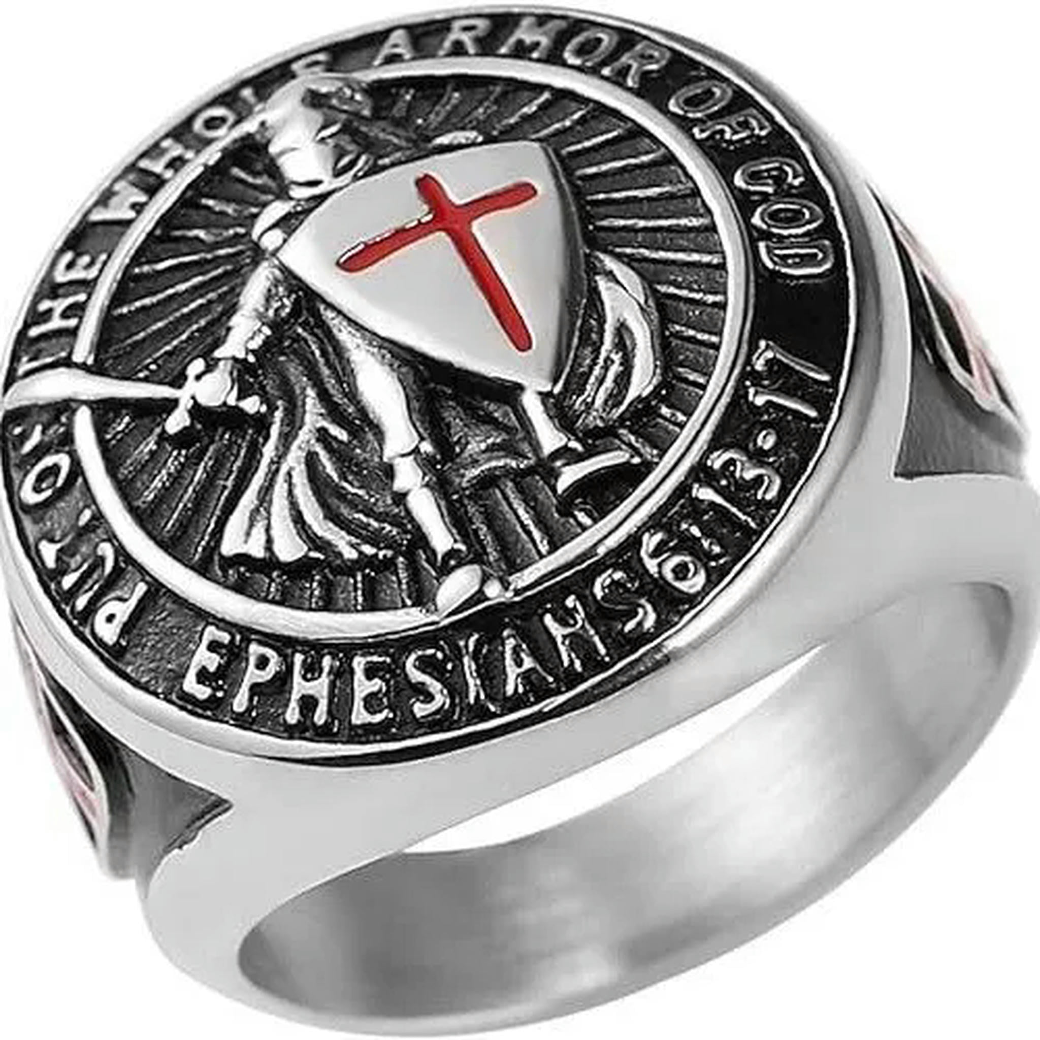 K-KED Sword Shield Warrior Ring Stainless Steel Put on the Whole Armor ...