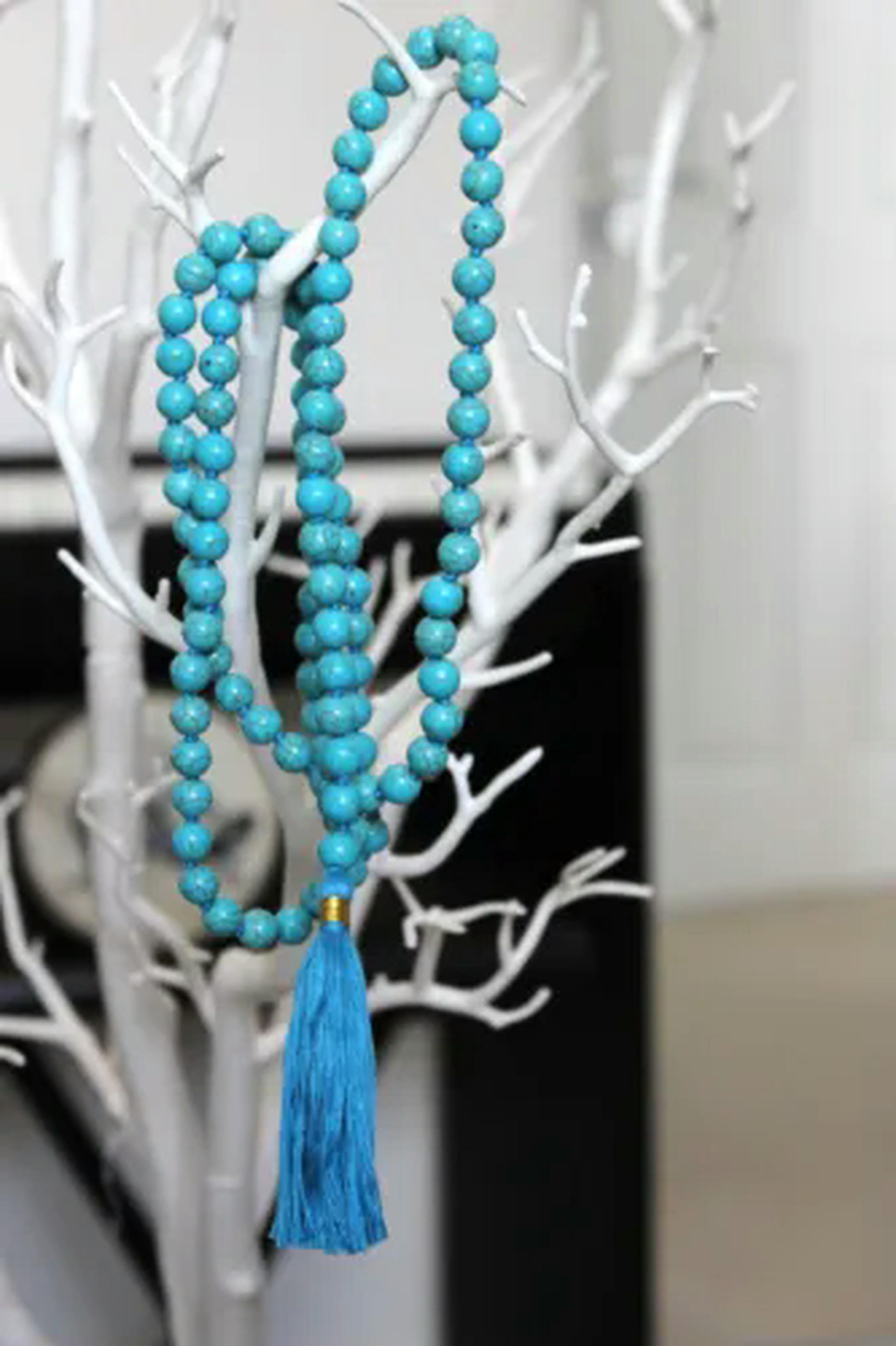 K-KED TURQUOISE MALA 8MM GENUINE 108 BEADS CHAKRA JAPA MALA ROSARY YOGA ...