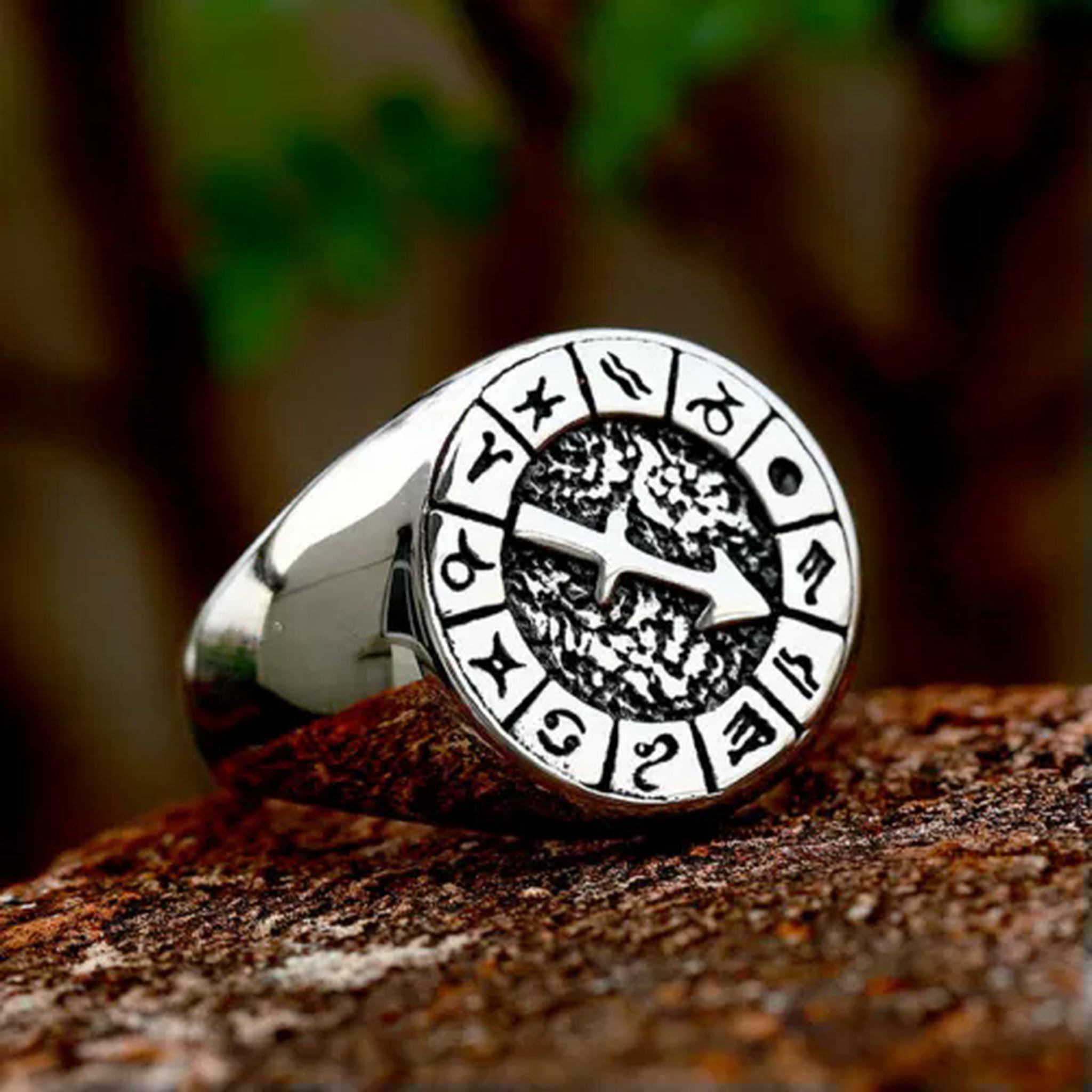 K-KED Twelve Signs Of The Zodiac Constellation Ring Stainless Steel ...