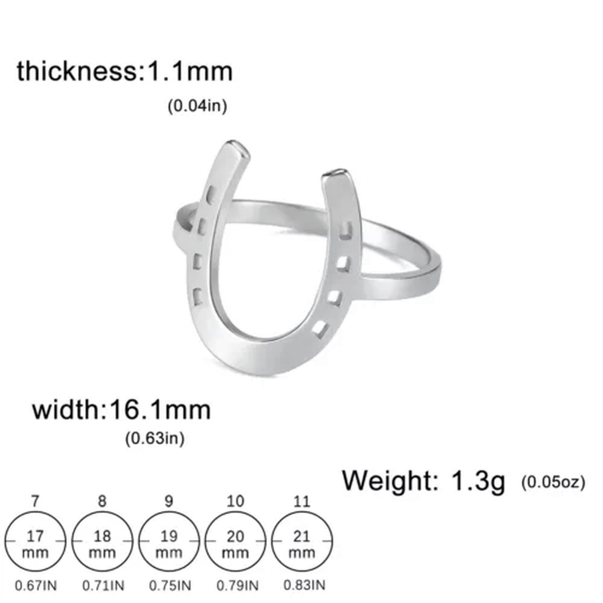 K-KED U-Shaped Horseshoe Women Ring Stainless Steel Finger Rings ...