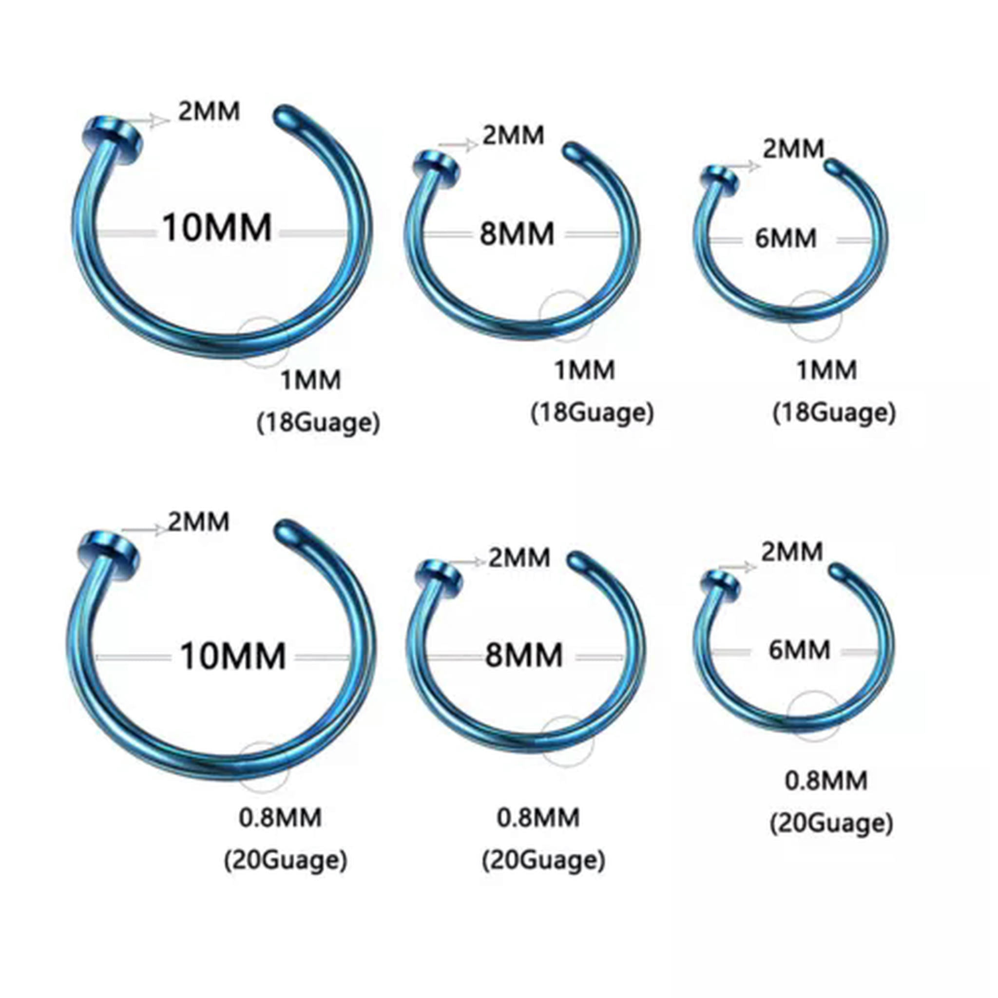 K-KED Unisex Fake Piercing Ring Stainless Steel C Clip Fake NoseRing ...