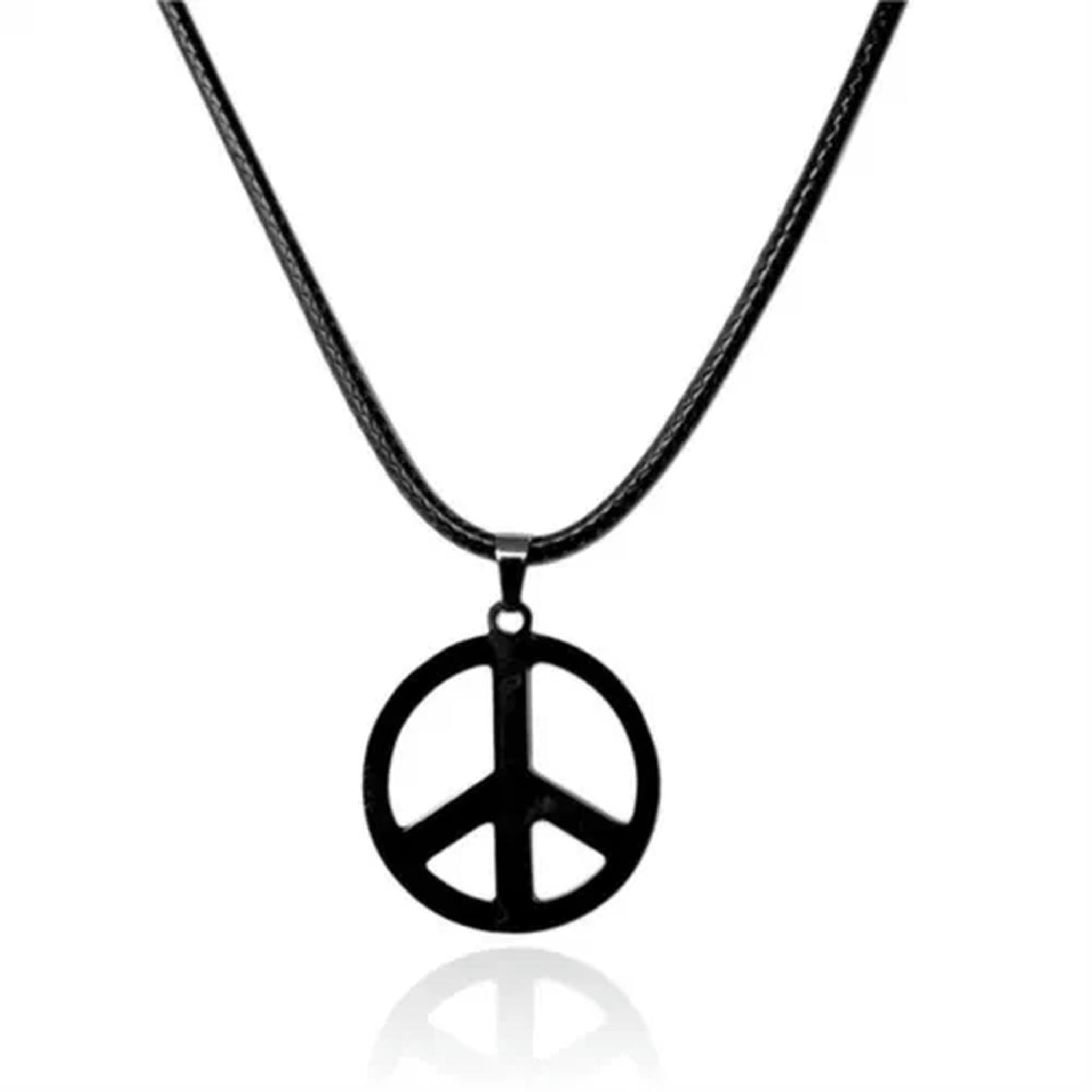 K-KED Unisex Light Stainless Steel Peace Sign Pendant Necklace Delicate ...