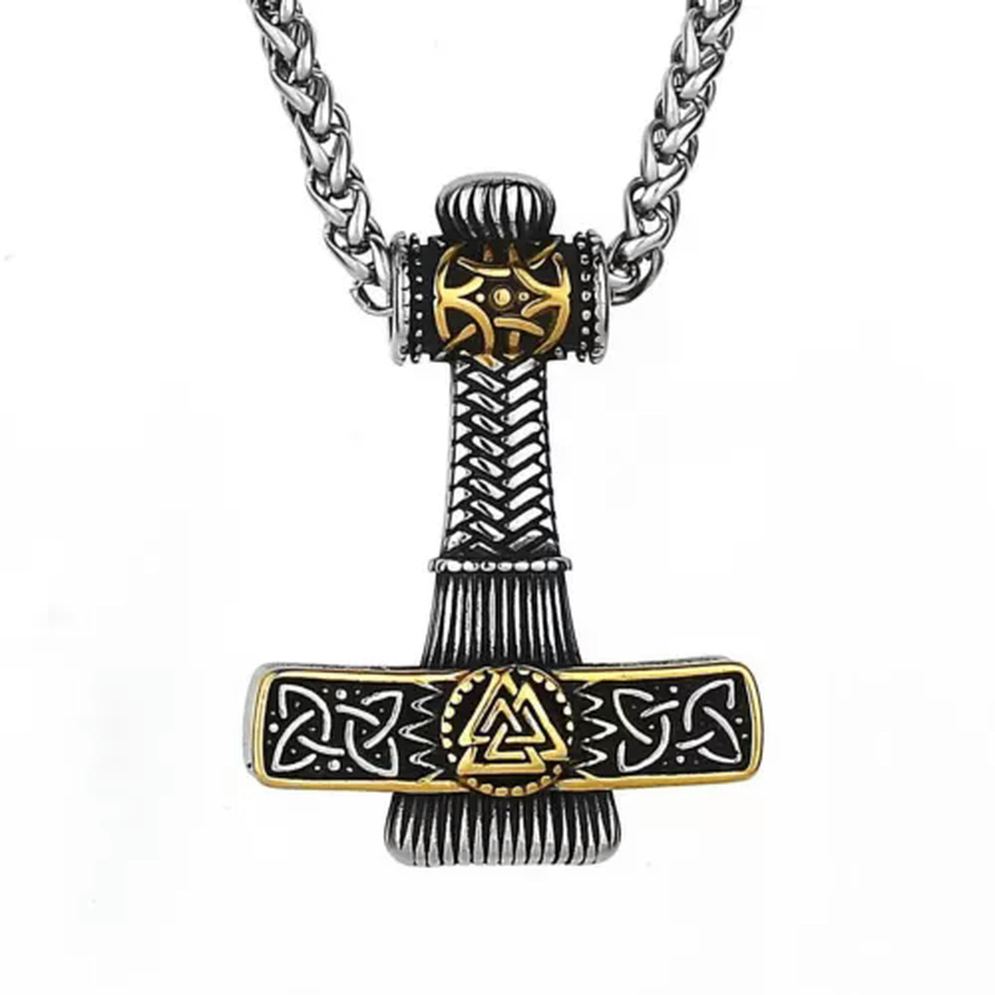 K-KED Viking Odin Thunder Hammer Rune Fashion Stainless Steel Pendant ...