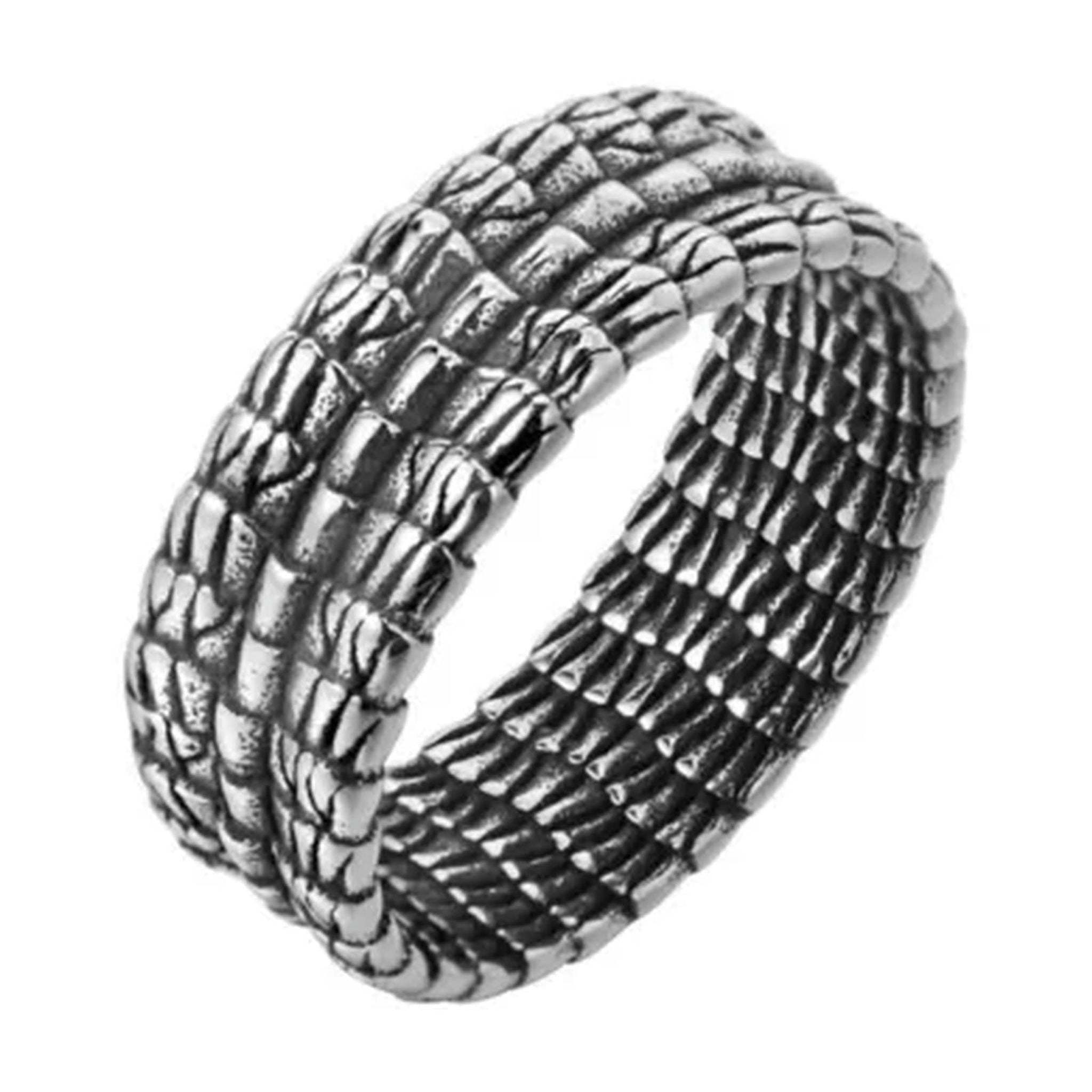 K-KED Vintage 10MM Dragon Scale Snake Scale Skin Ring Stainless Steel ...