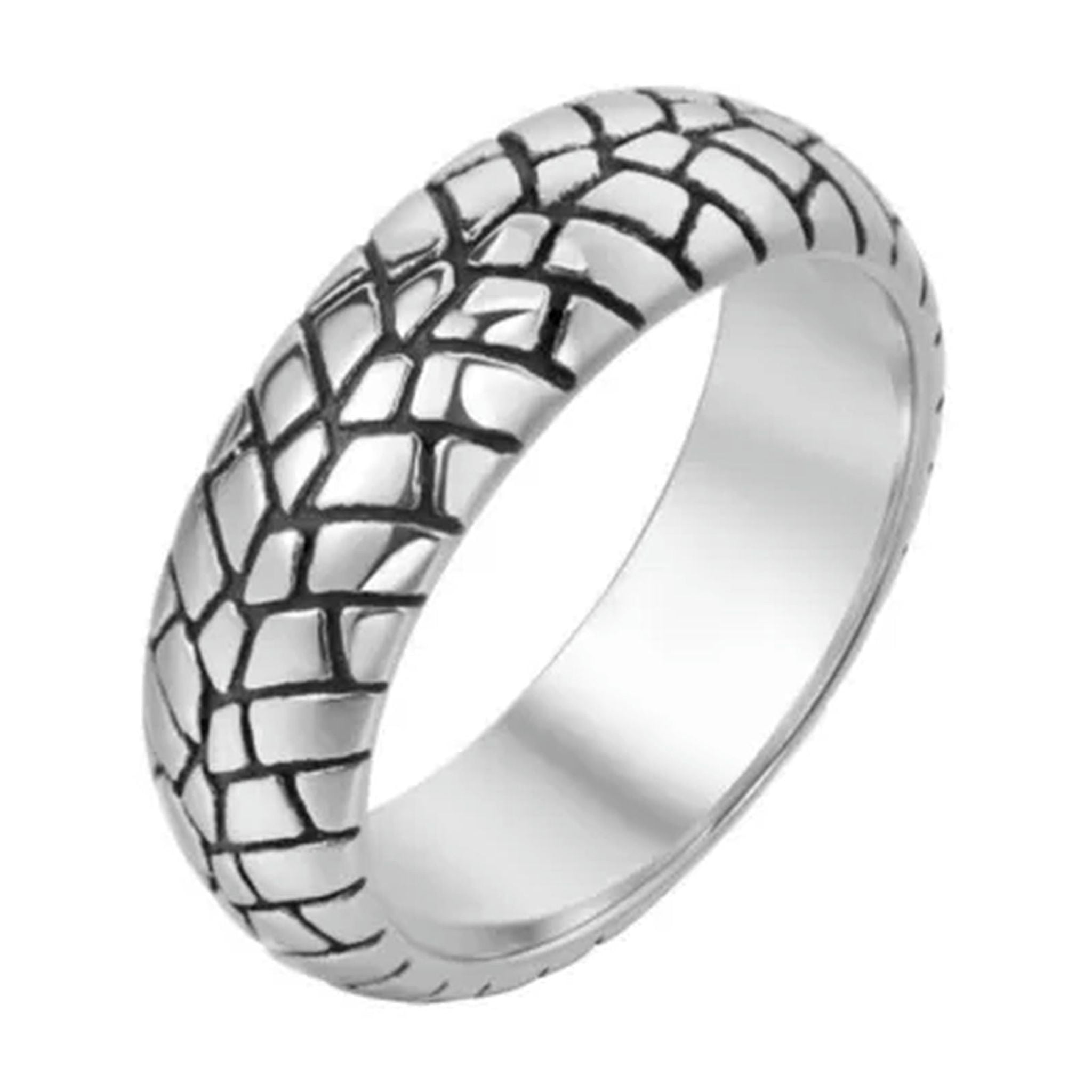 K-KED Vintage Car Tire Pattern Ring Stainless Steel Fashion Biker Punk ...