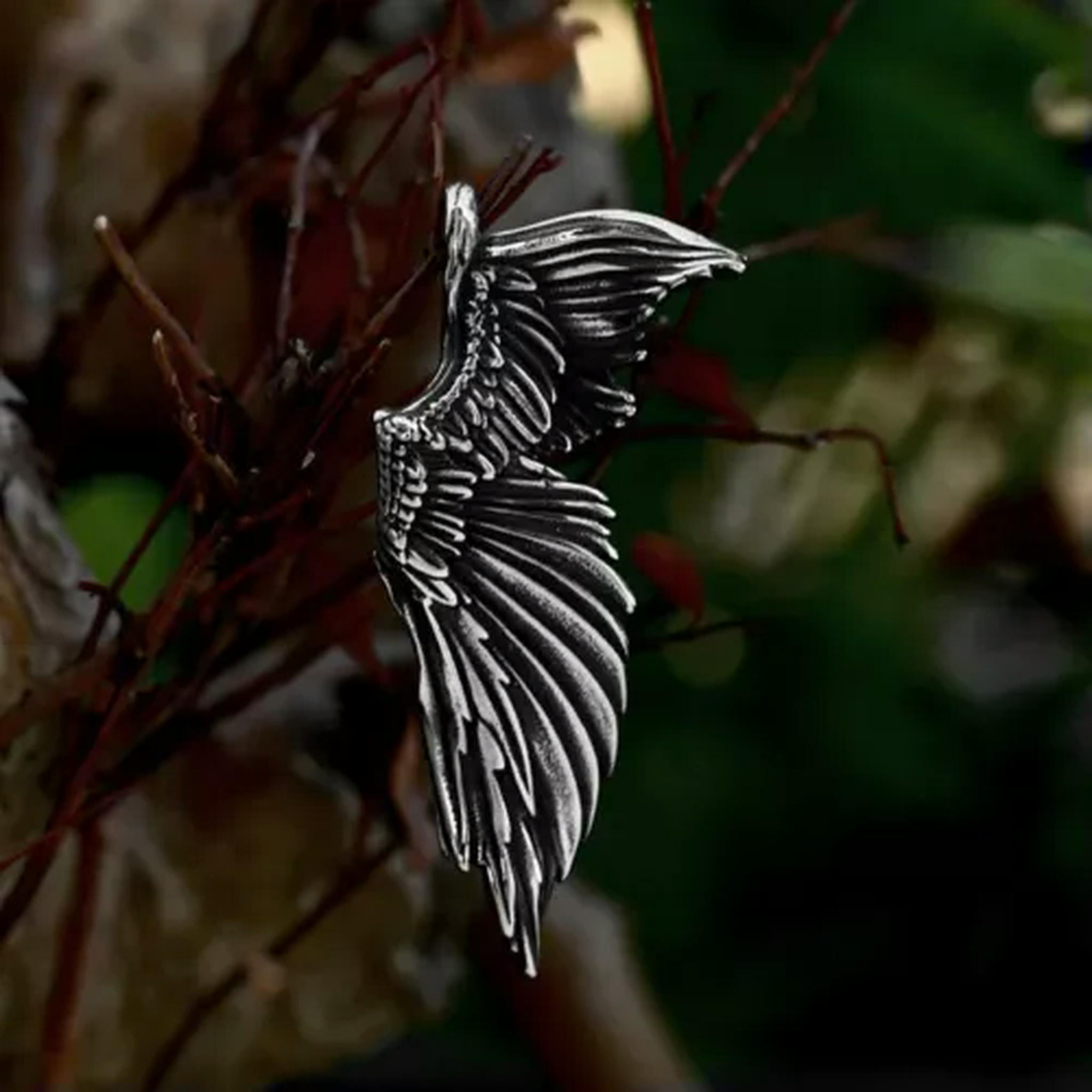 K-KED Vintage Couples Angel Wings Stainless Steel Old Feather Wings ...