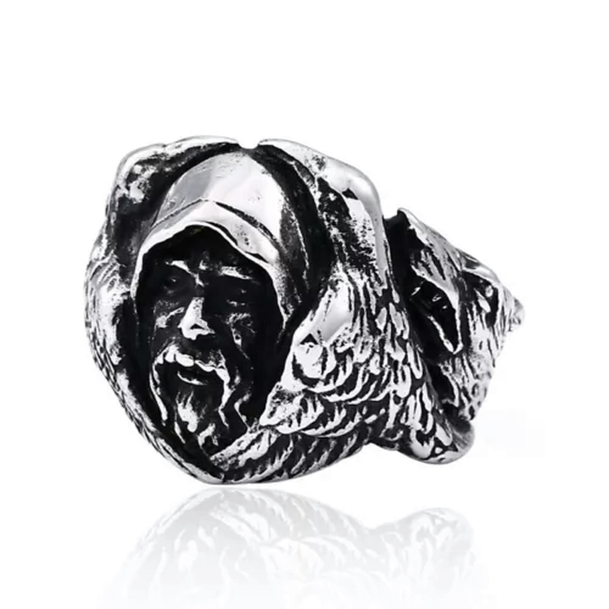 K-KED Vintage Crow Wolf Men Ring Stainless Steel Men's Viking Odin ...
