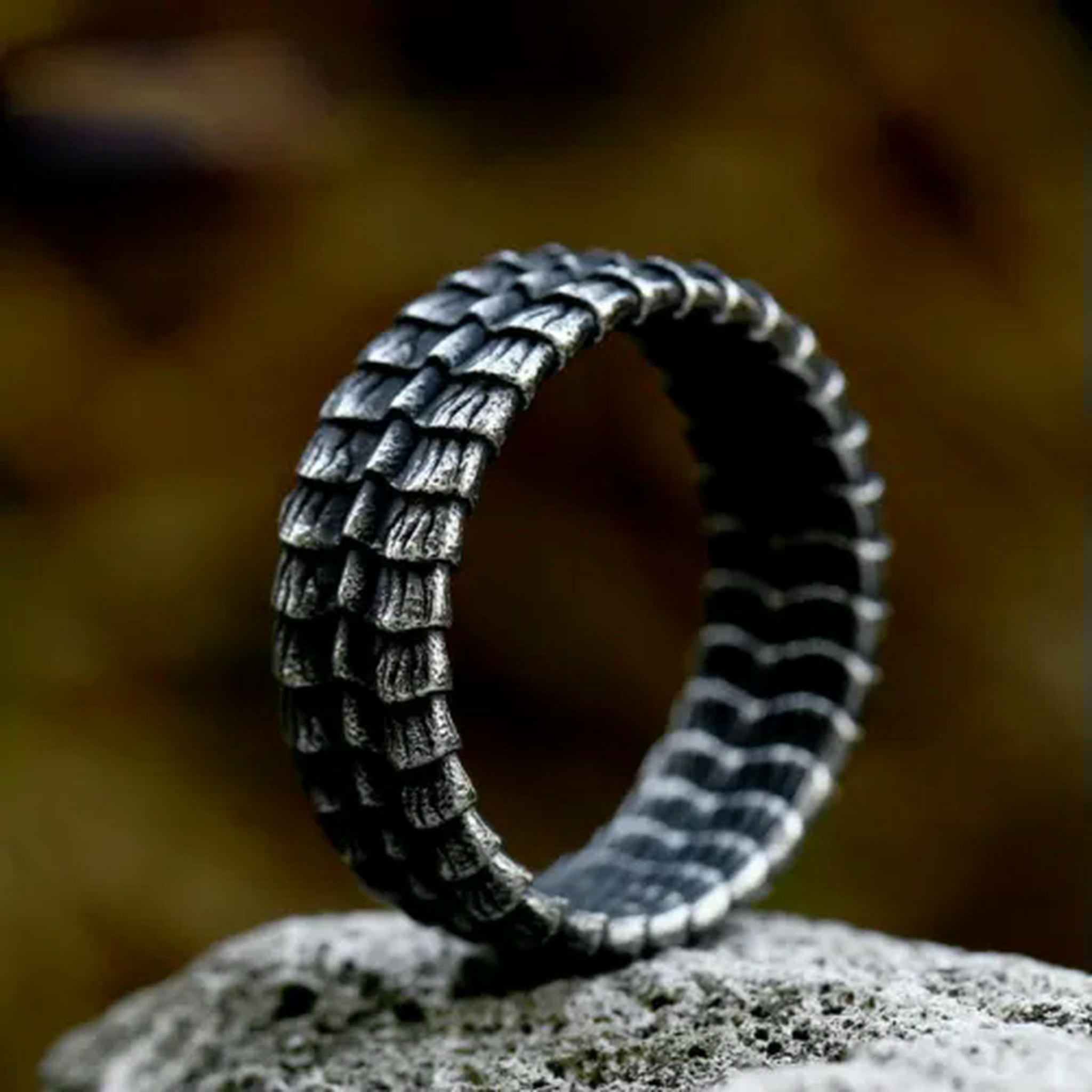 K-KED Vintage Dragon Scales Wedding Band Stainless Steel Snake Scales ...