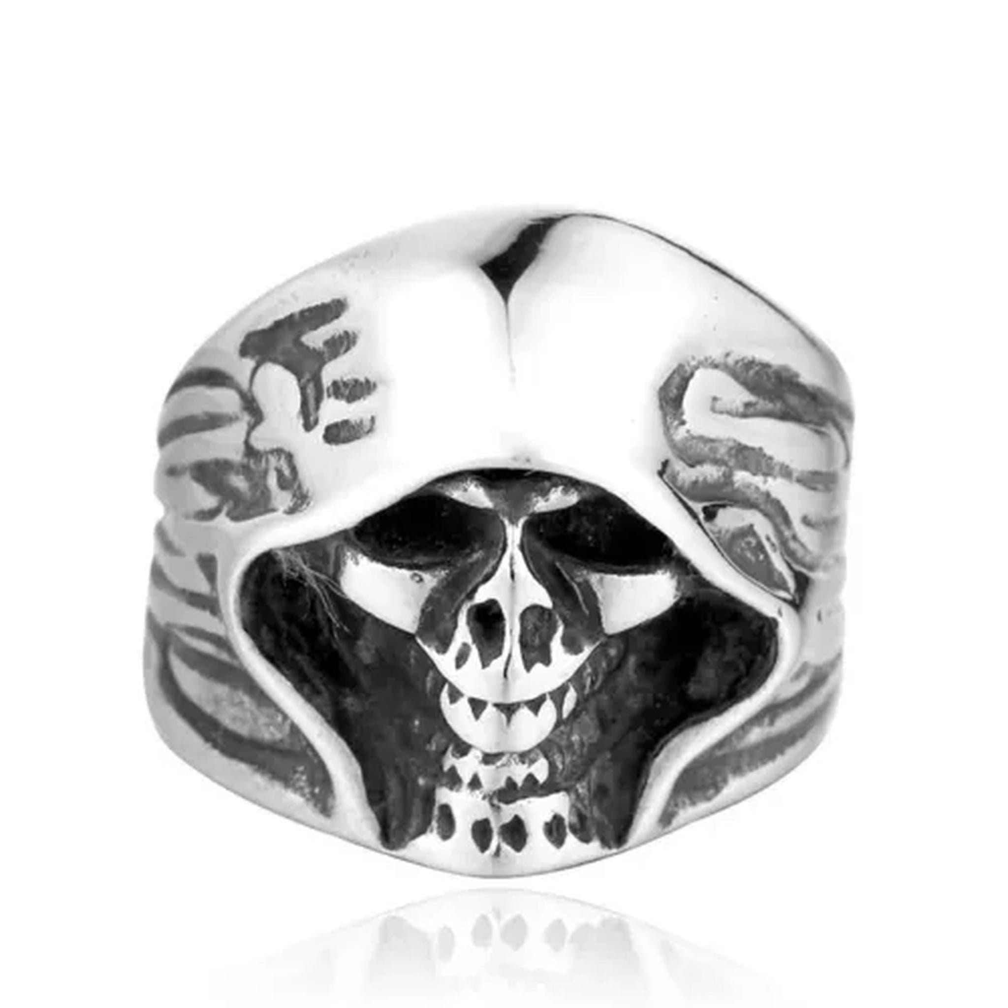 K-KED Vintage Fashion Alternative Stainless Steel Cloak Skull Head ...