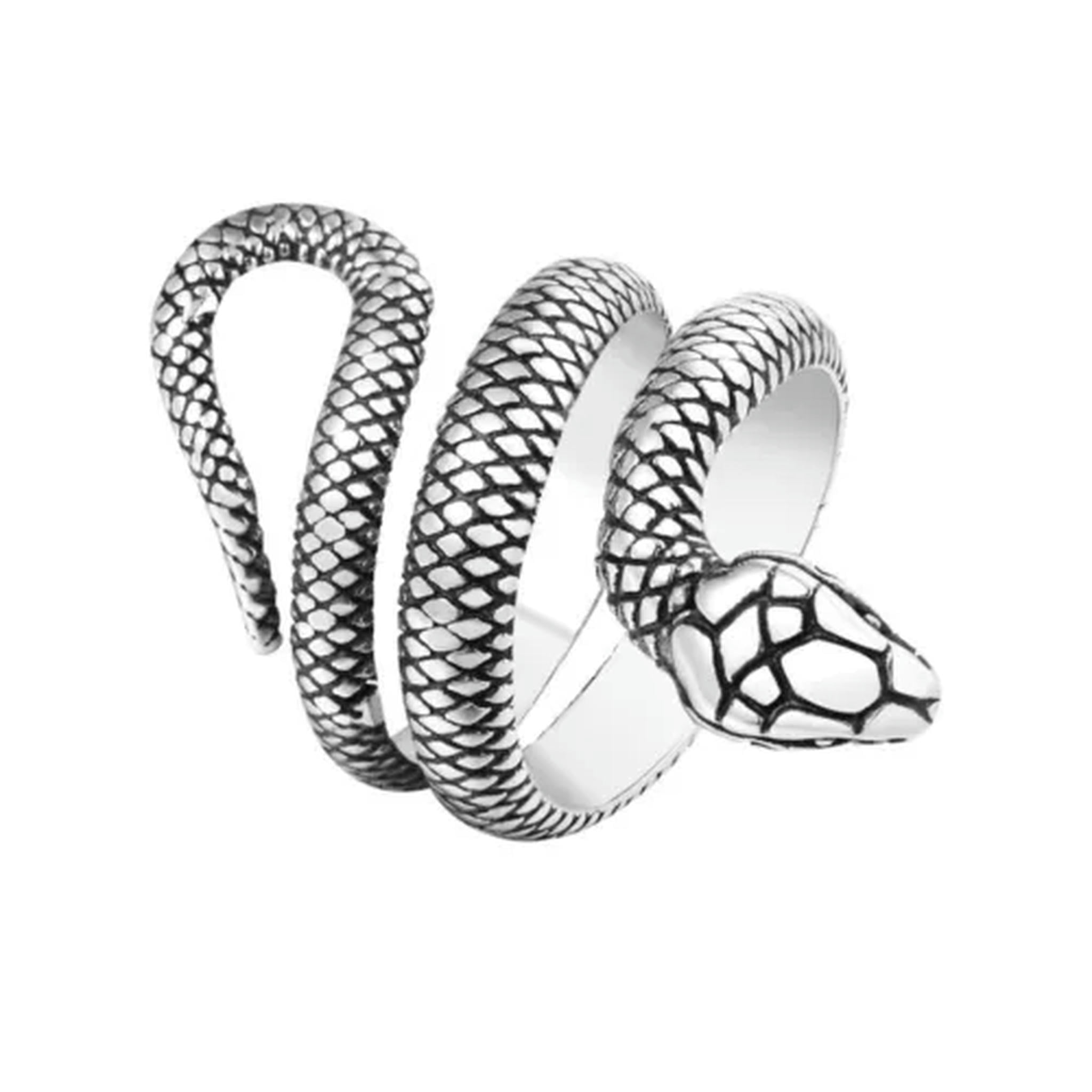 K-KED Vintage Men Women Snake Wedding Band Ring Stainless Steel Punk ...