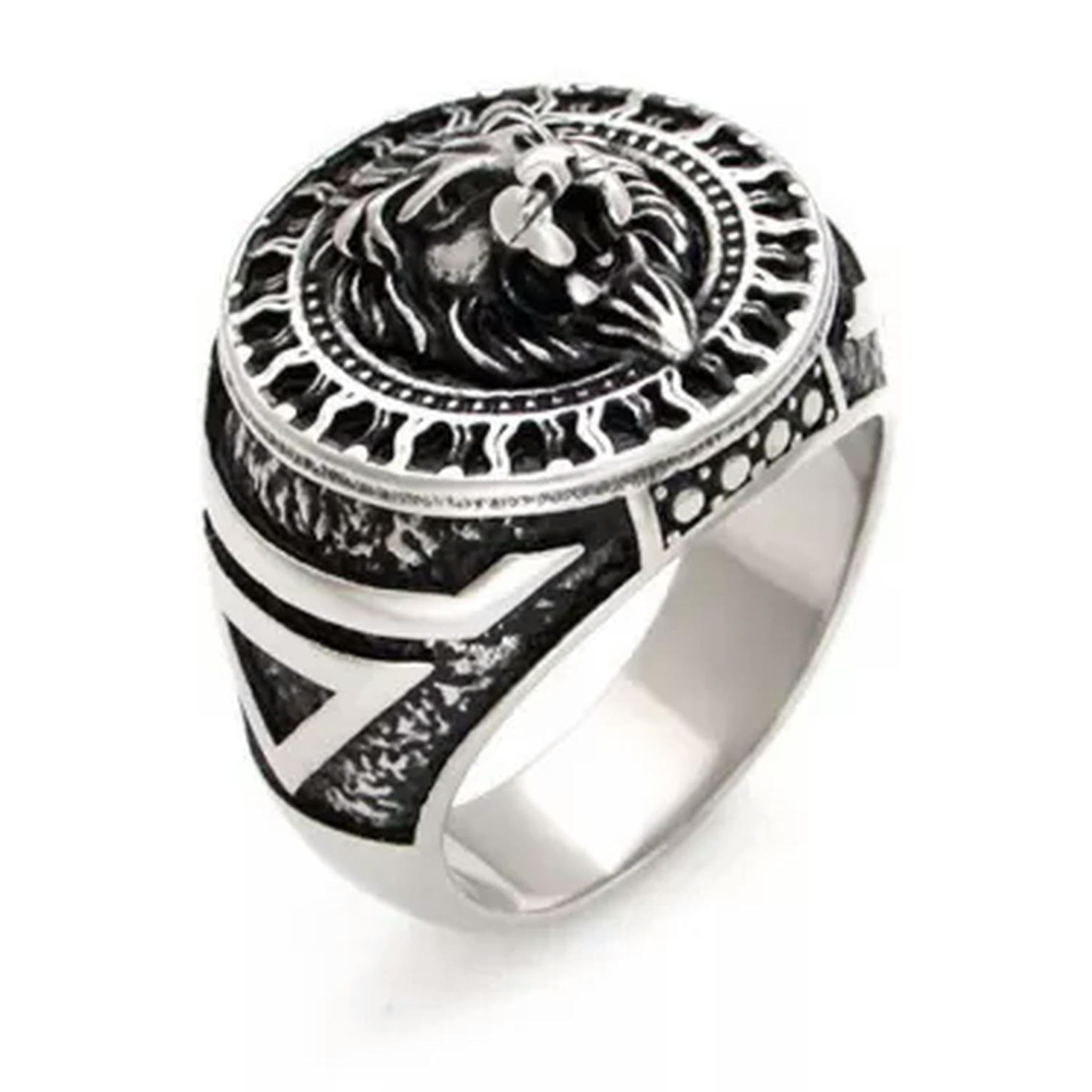K-KED Vintage Men's Lion Head Signet Ring Stainless Steel Viking Lion ...