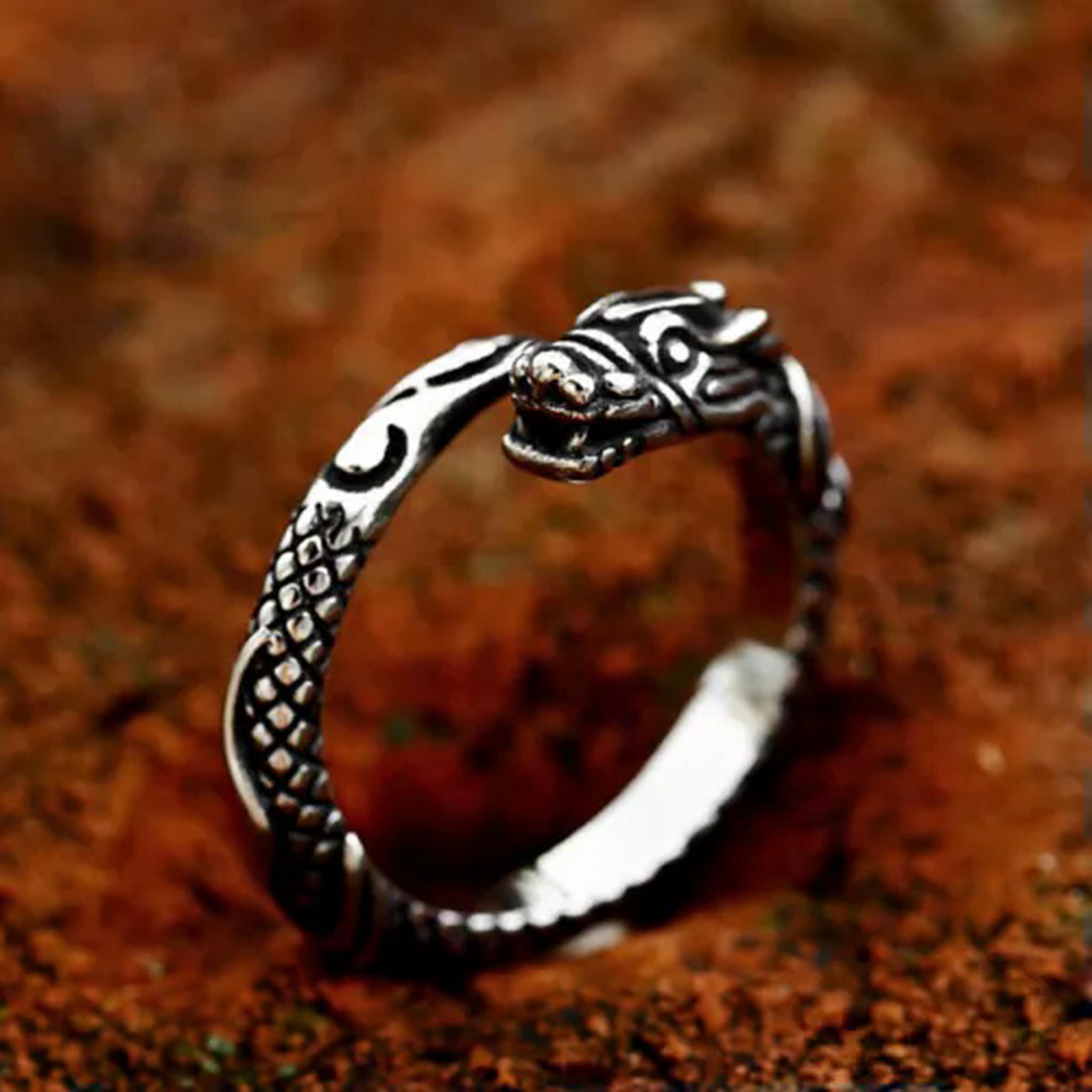 K-KED Vintage Men's Tribal Dragon Pinky Ring Stainless Steel Dragon ...
