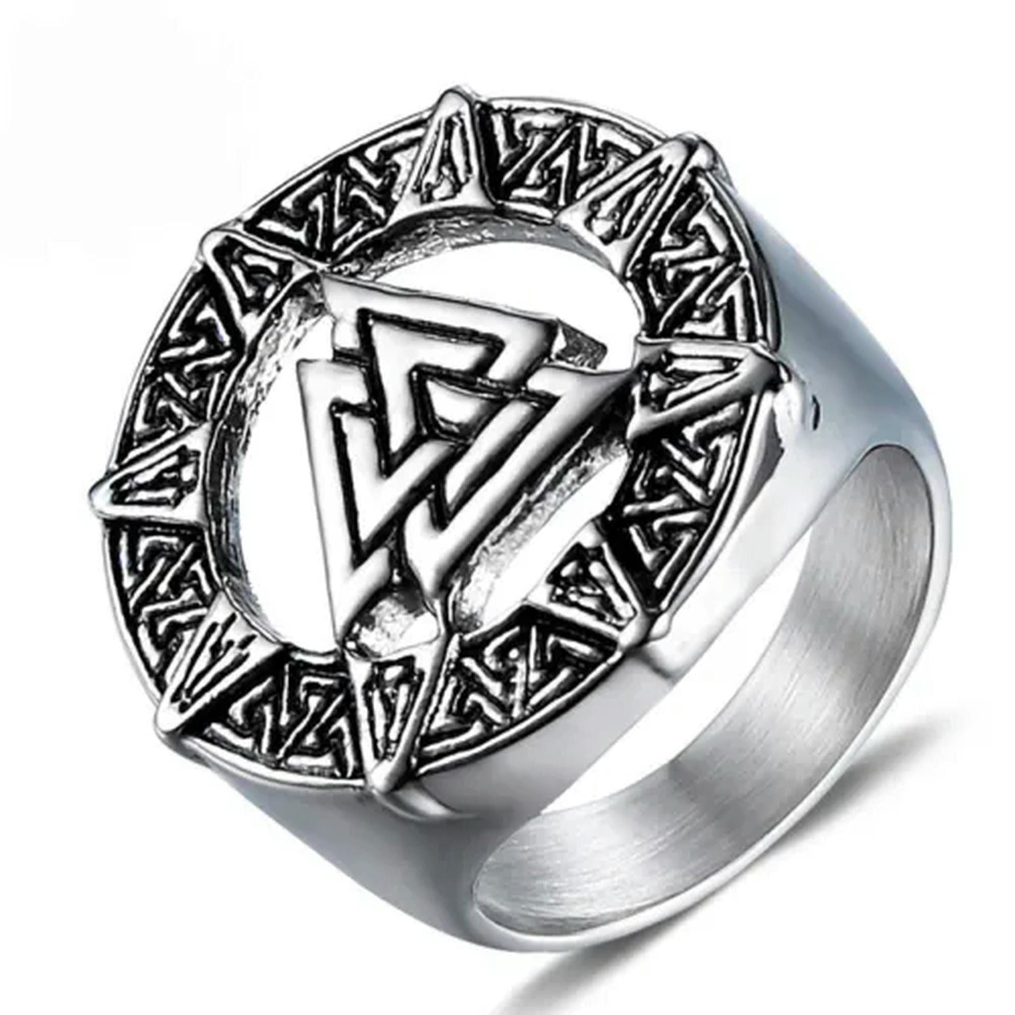 K-KED Vintage Norse Mens Viking Rune Valknut Ring Men Stainless Steel ...