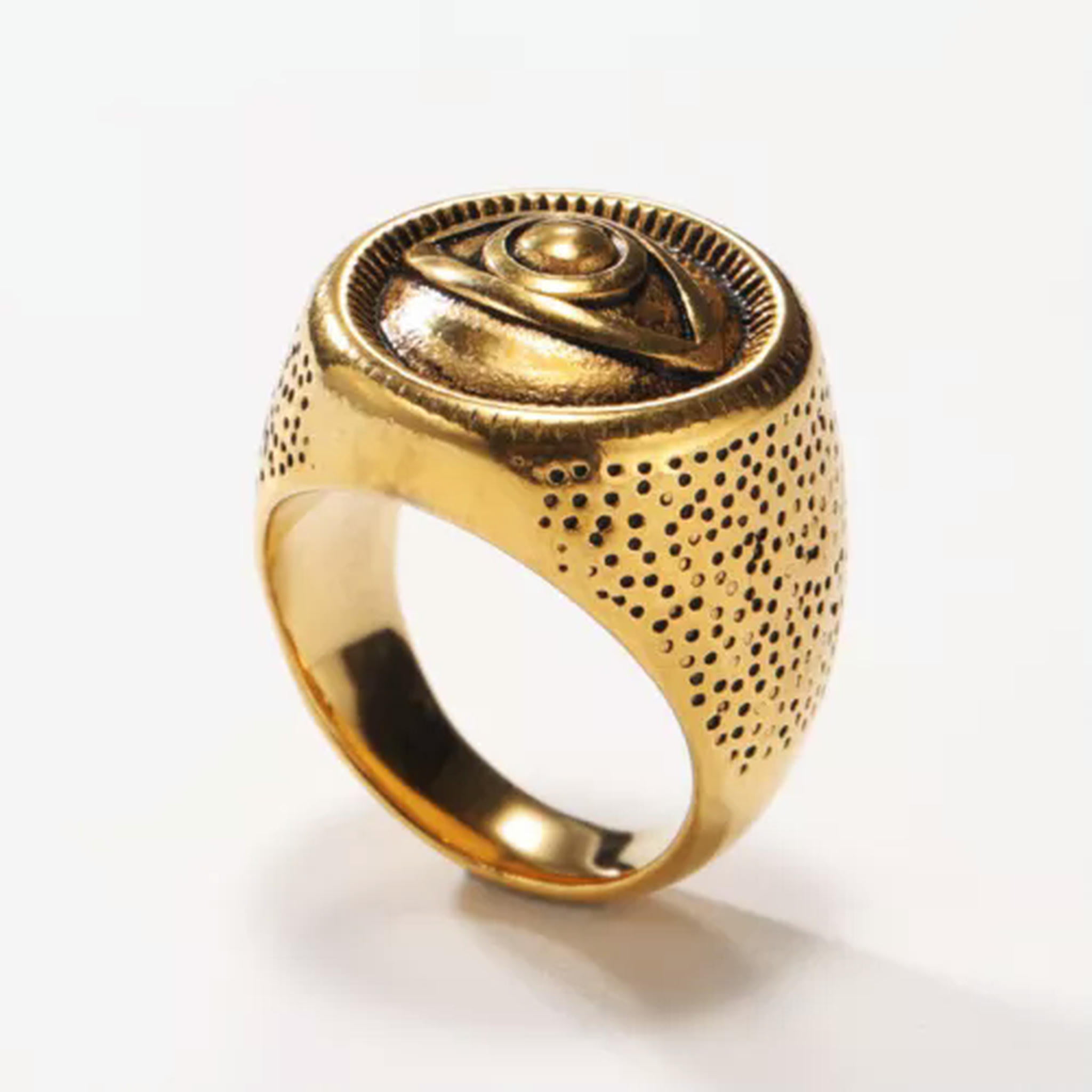 K-KED Vintage Sagacious All Seeing Eye Ring Stainless Steel Men's Gothic God Eye Ring-9-Gold ...