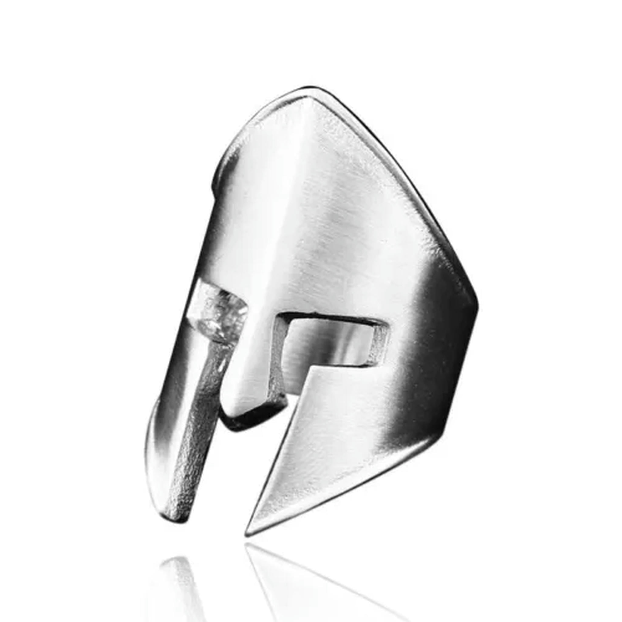 K-KED Vintage Silver Spartan Helmet Ring Stainless Steel Warrior Mask ...
