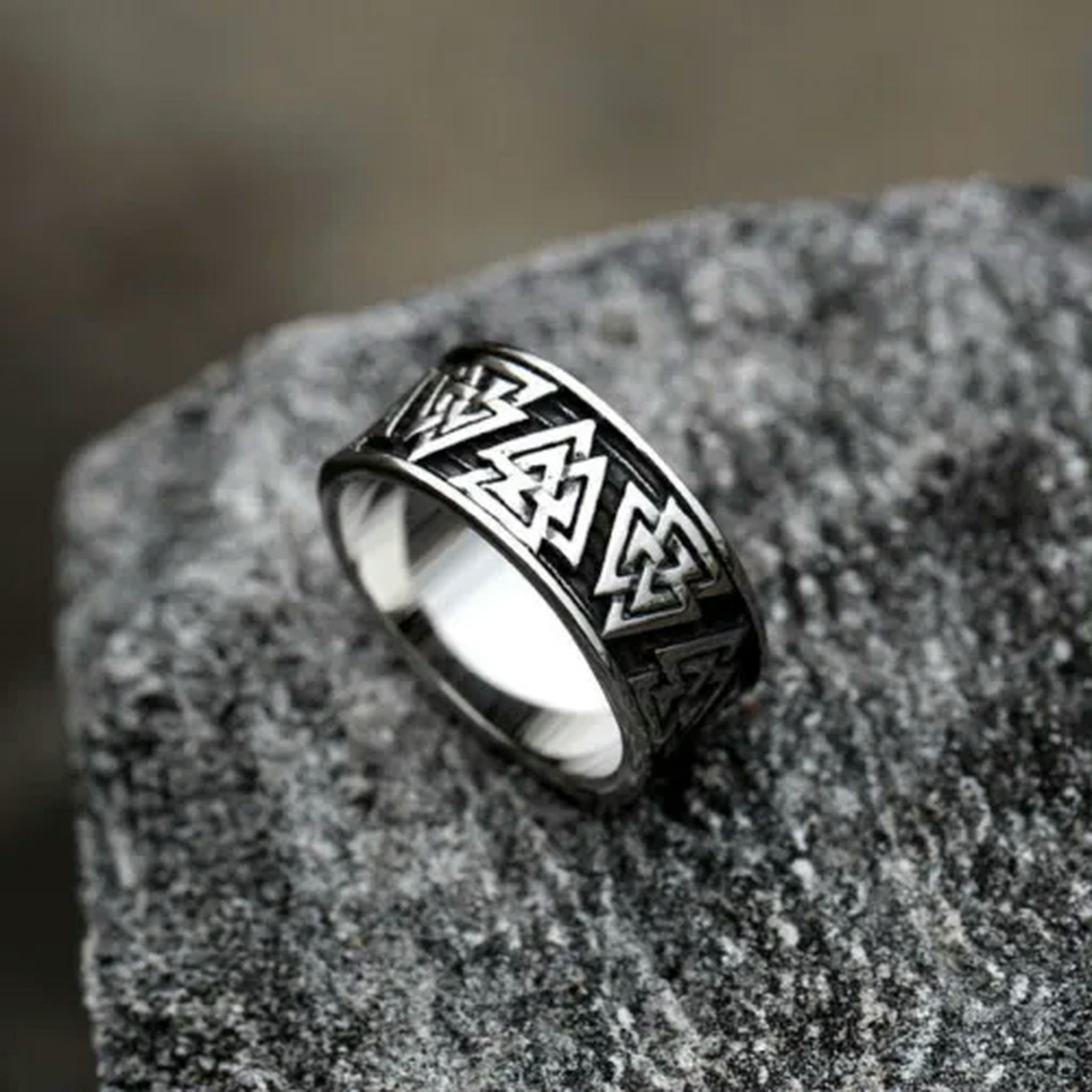 K-KED Vintage Three Overlapping Triangle Ring Stainless Steel Viking ...