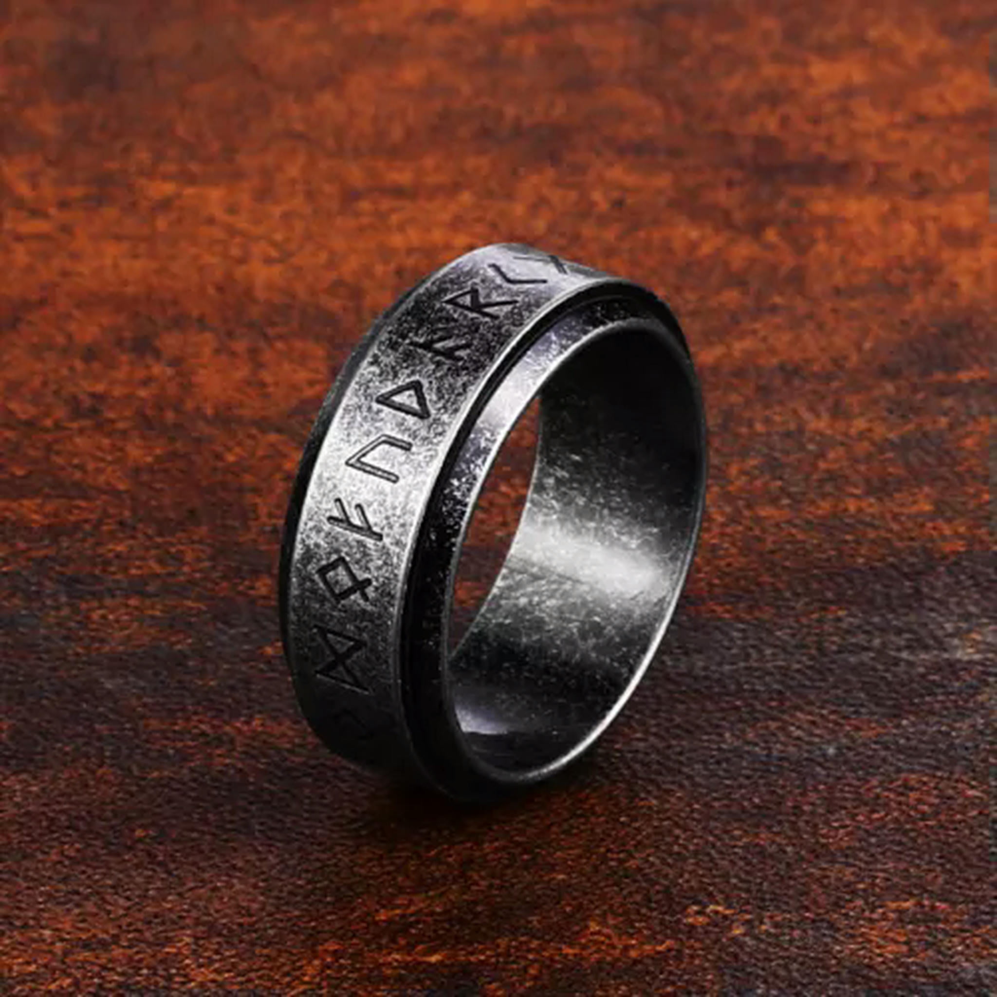 K-KED Vintage Viking Runes Ring Stainless Steel Retro Men's Wedding ...