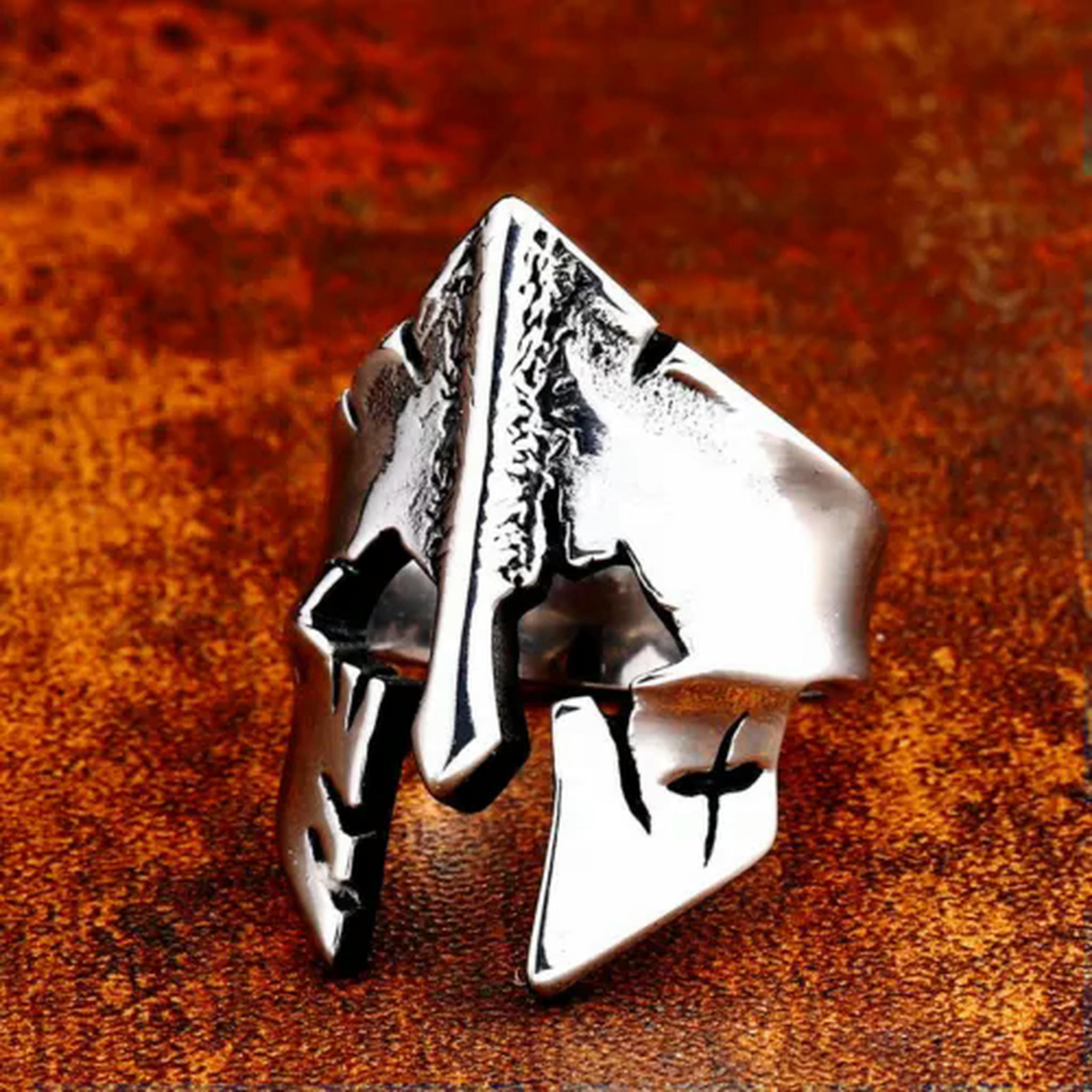 K-KED Warrior Scratch Scar Helmet Ring Stainless Steel Spartan Mask Men ...