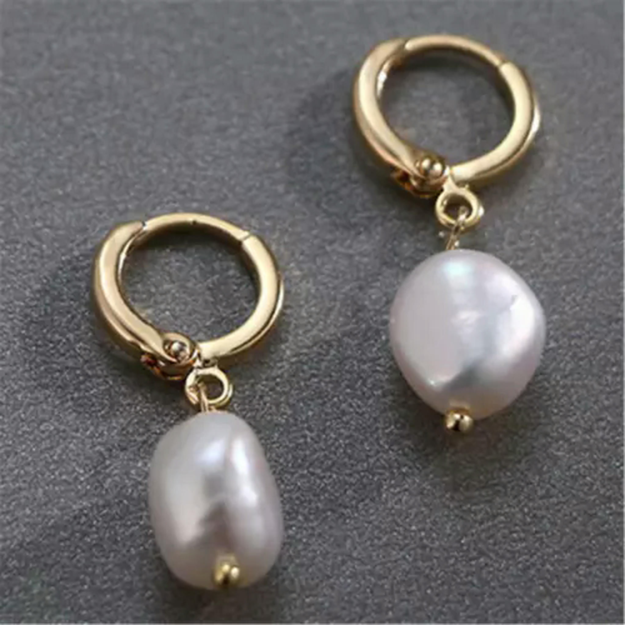 K-KED White Baroque Pearl Earring Hook Classic Women Party Dangle ...