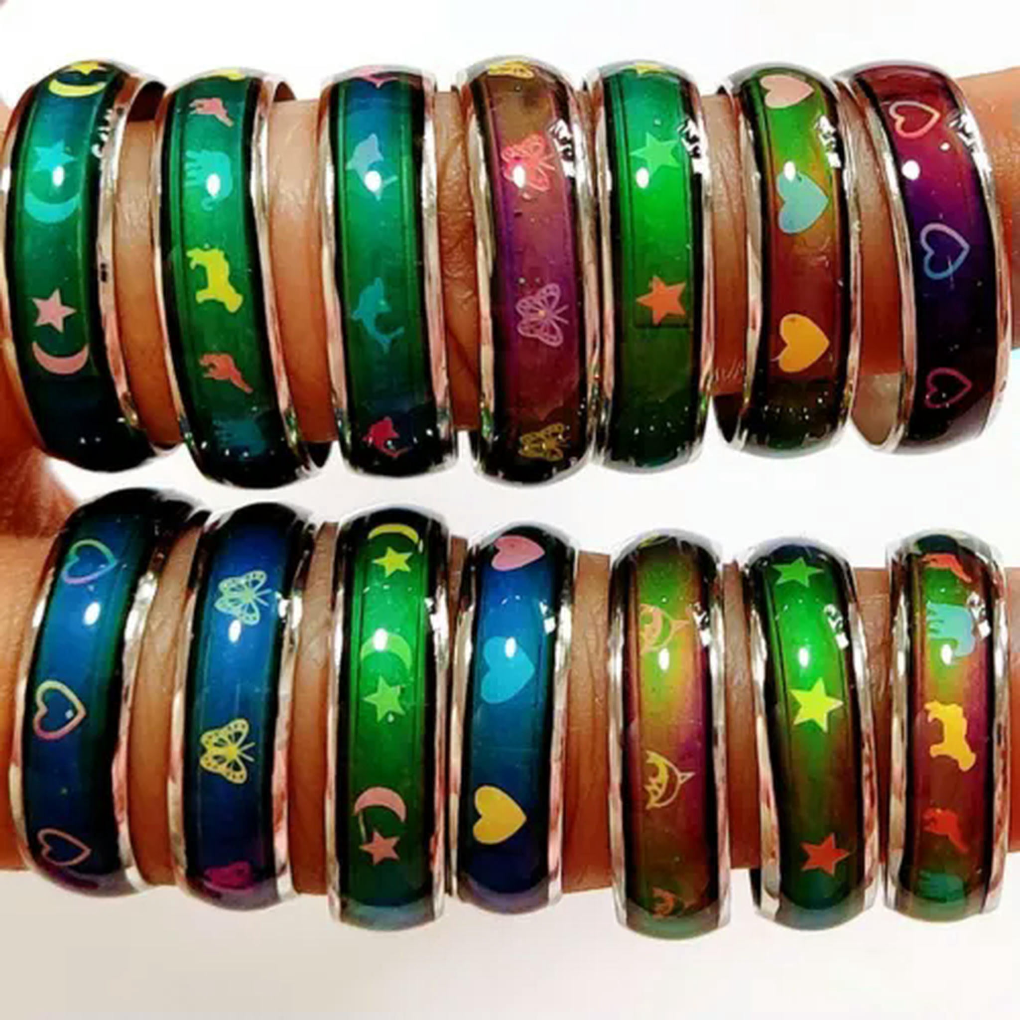 K-KED Wholesale 20pcs 50pcs Women's Cute Mood Ring Heart Mood Star ...