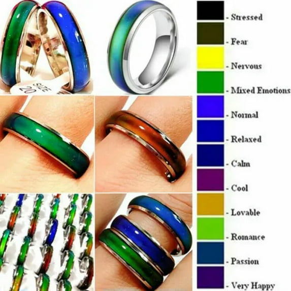 K-KED Wholesale 20pcs Stainless Steel Mood Ring Men's Women's Color ...