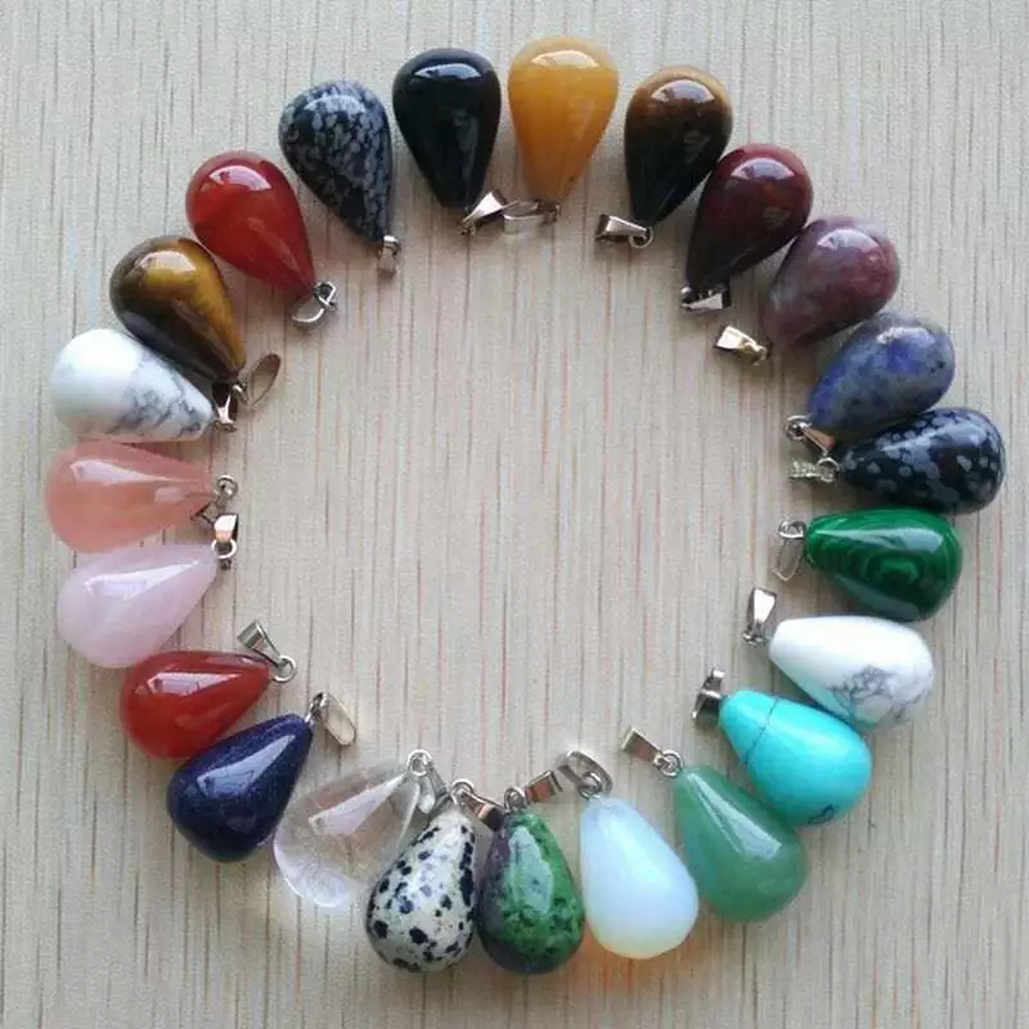 K-KED Wholesale Lot 50pcs MIX Natural Stone tears Gemstone Pendant ...