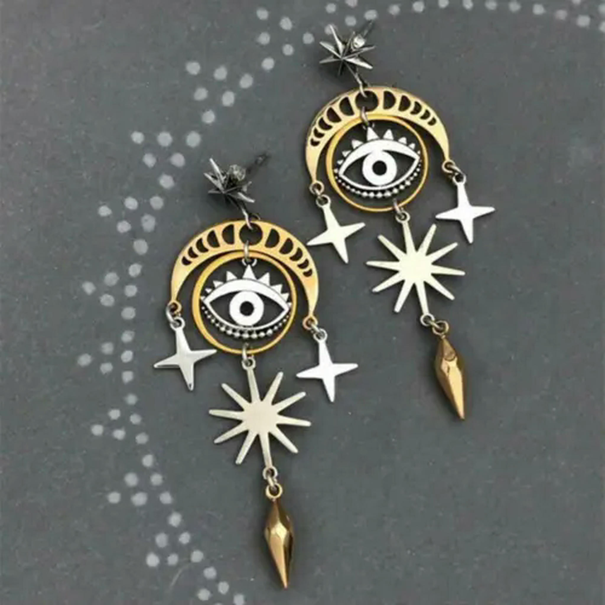 K-KED Wholesale Women Sun and Moon Tassel Drop Earrings Silver Plated ...