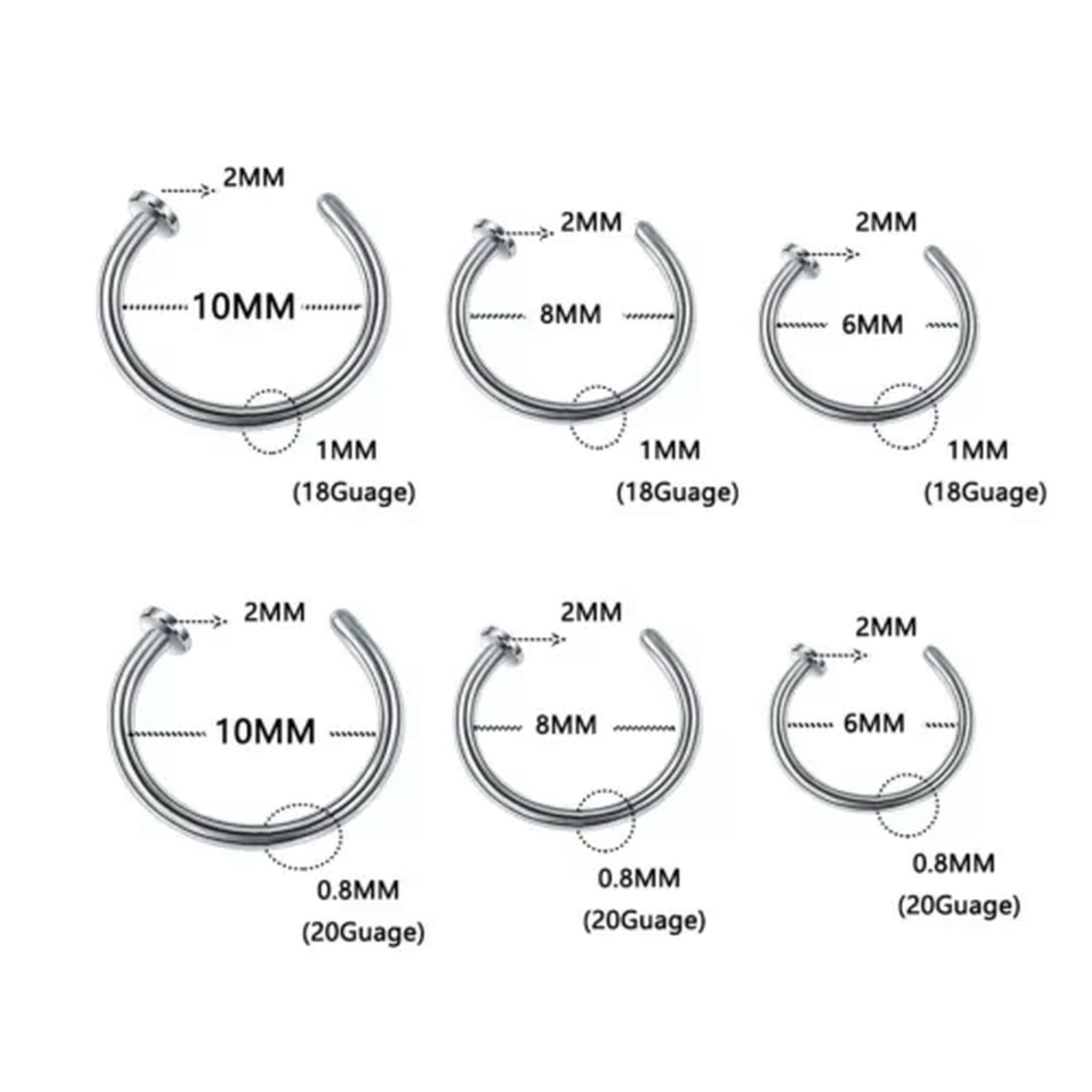 K-KED Women C-shaped Fake Nose Ring Labret Lip Ring Stainless Steel ...